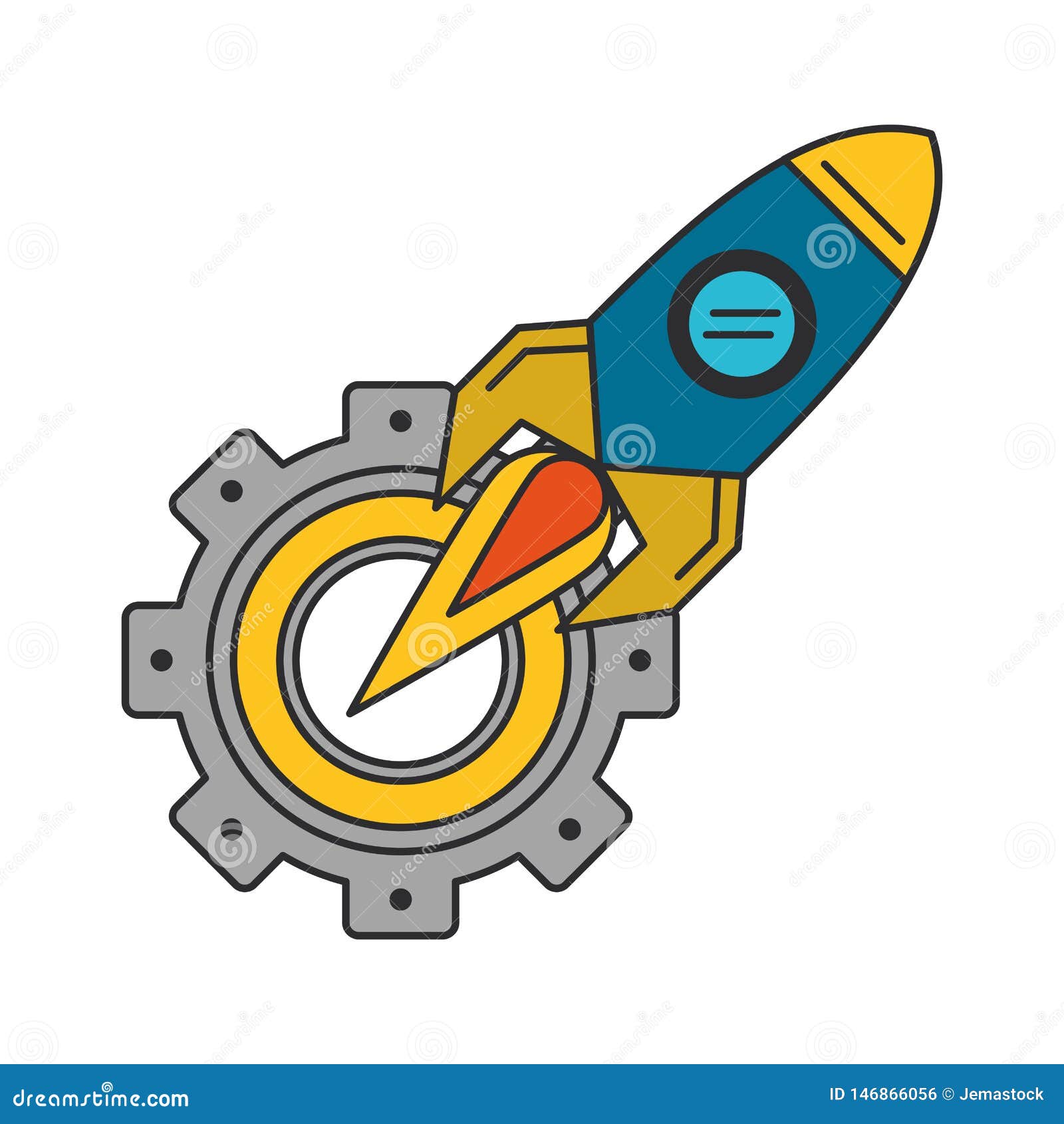 Rocket taking off cartoon stock vector. Illustration of spaceship ...