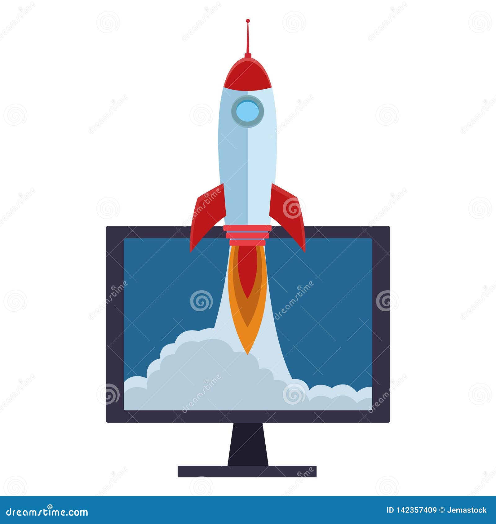 Rocket taking off cartoon stock vector. Illustration of business ...