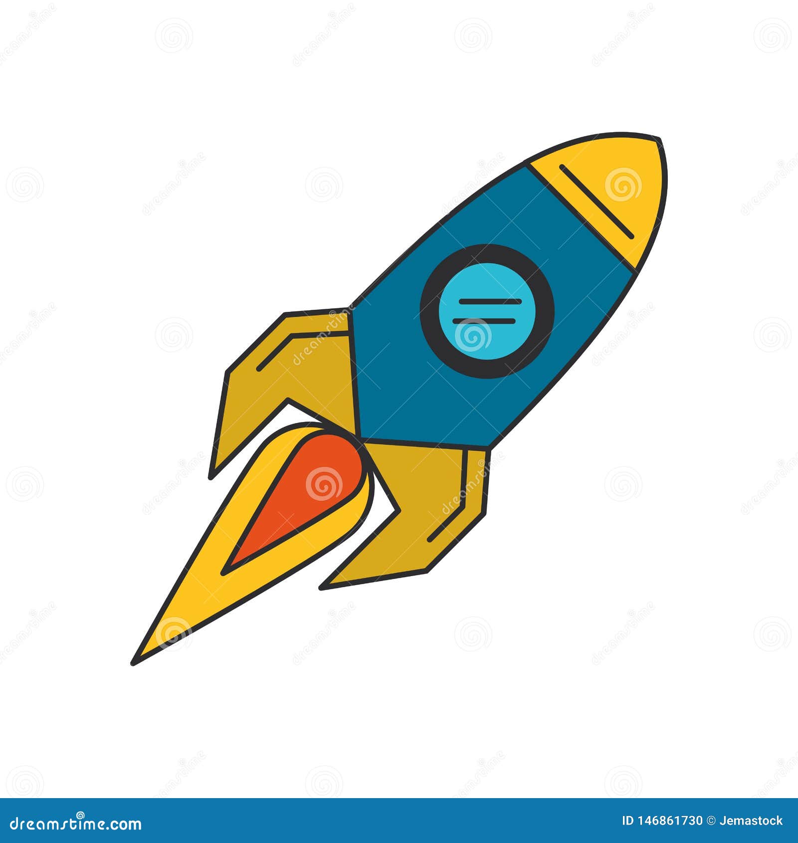 Rocket taking off cartoon stock vector. Illustration of galaxy - 146861730