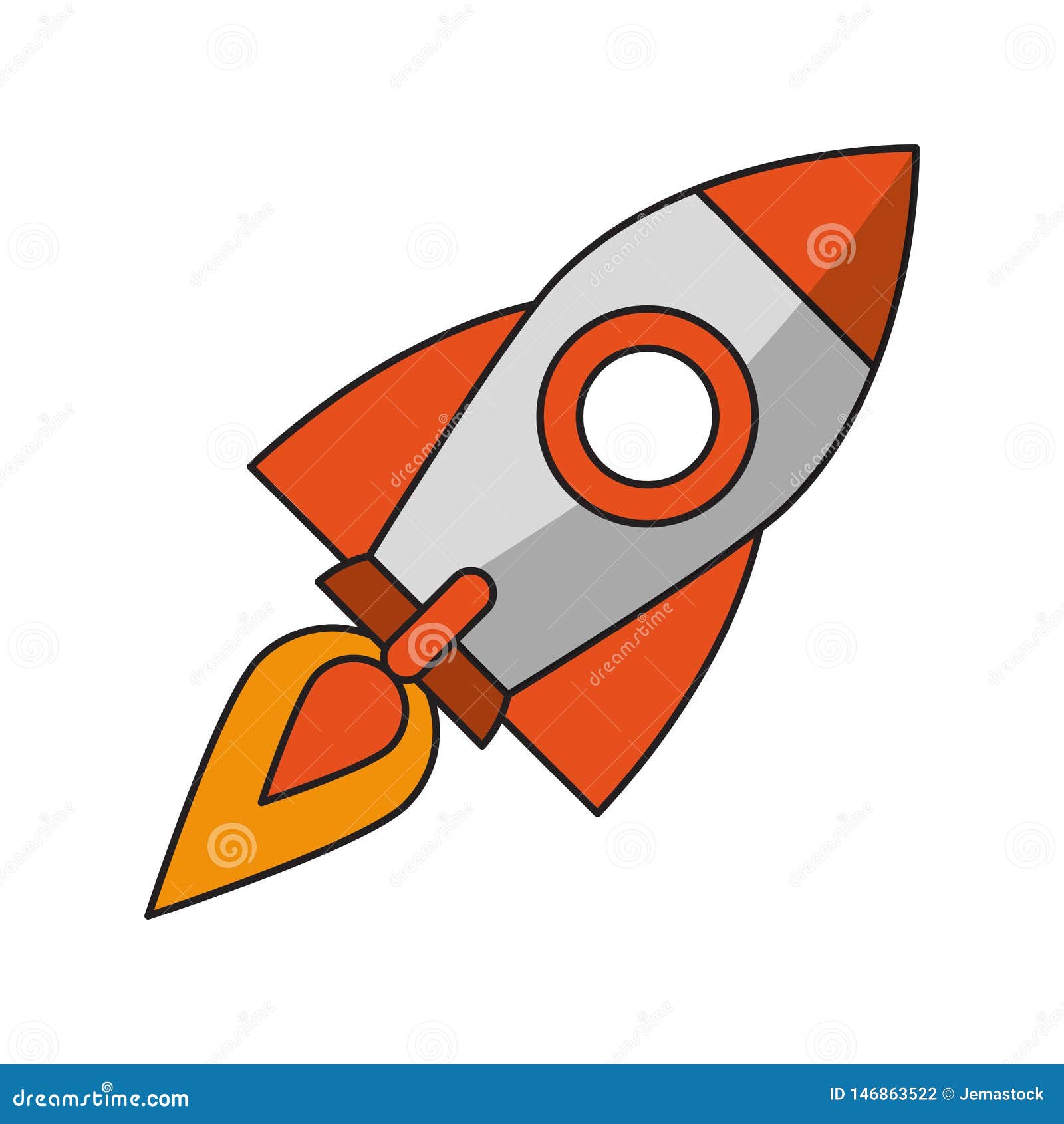 Rocket taking off cartoon stock vector. Illustration of ship - 146863522