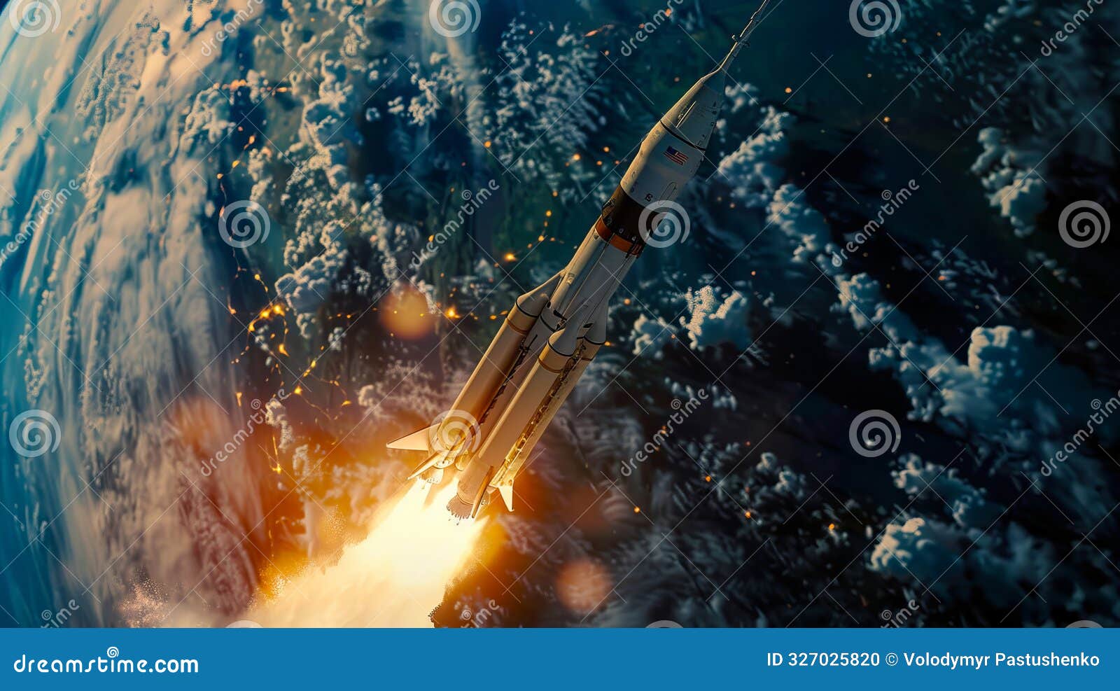 A Rocket is Taking Off from the Earth Stock Photo - Image of orbit ...