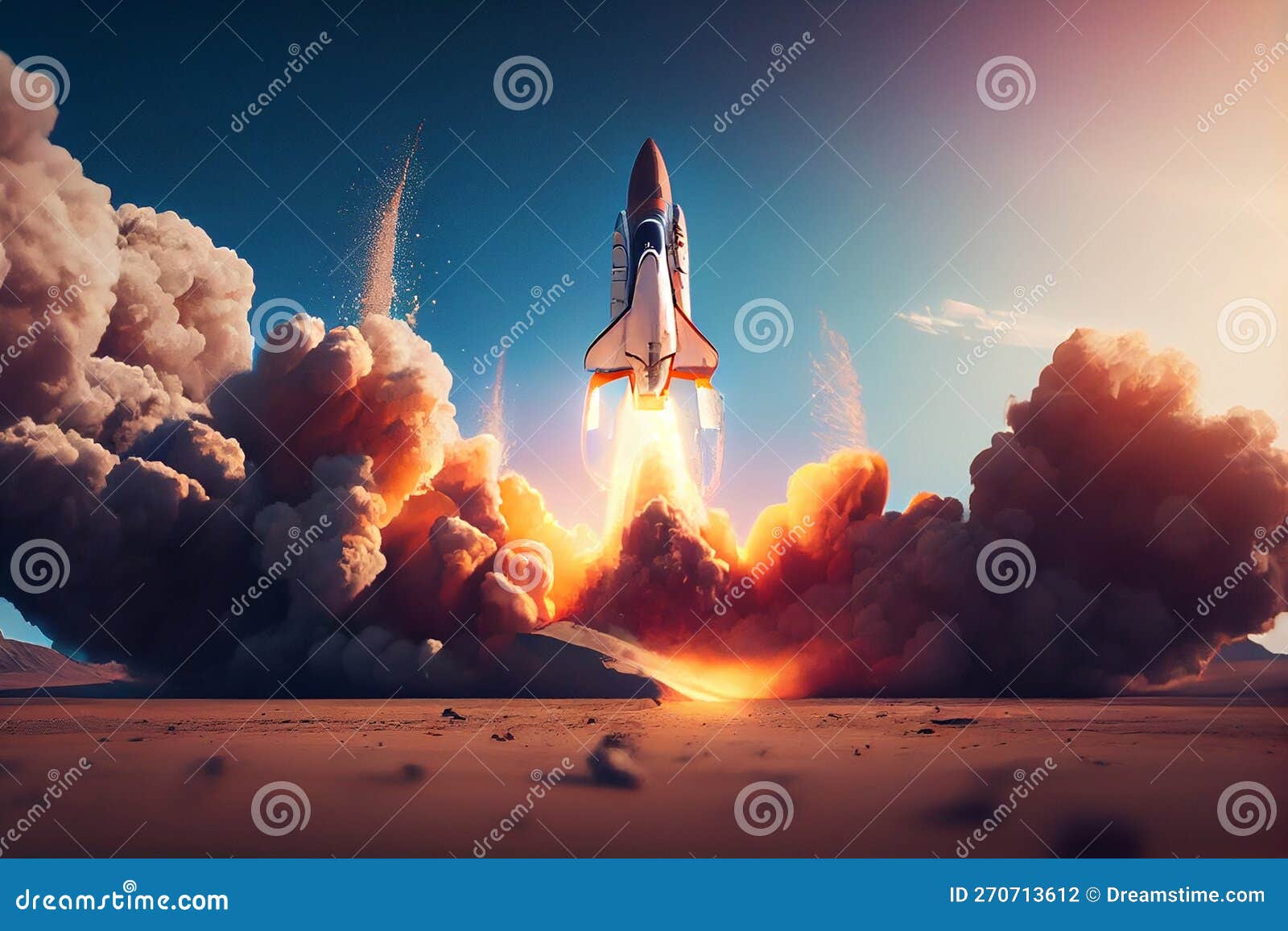 Rocket Taking Off and Flying with Copy Space.generative Ai Stock ...
