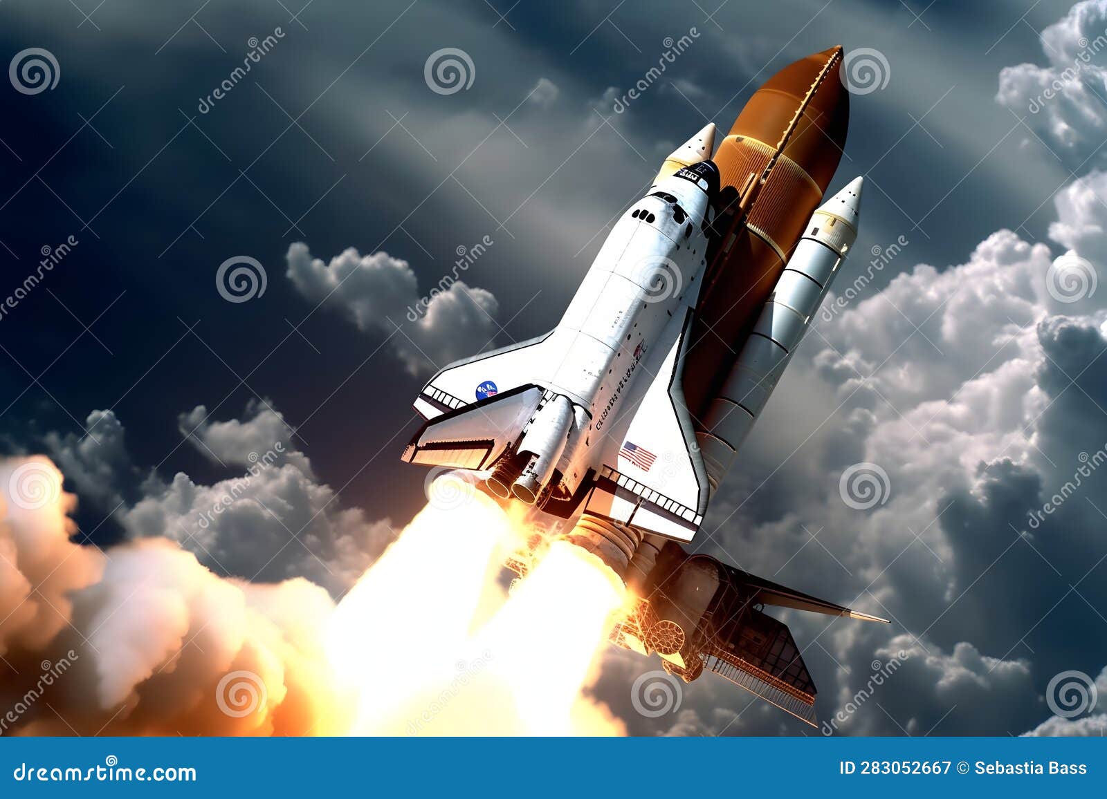 Rocket Taking Off and Flying Stock Illustration - Illustration of ...
