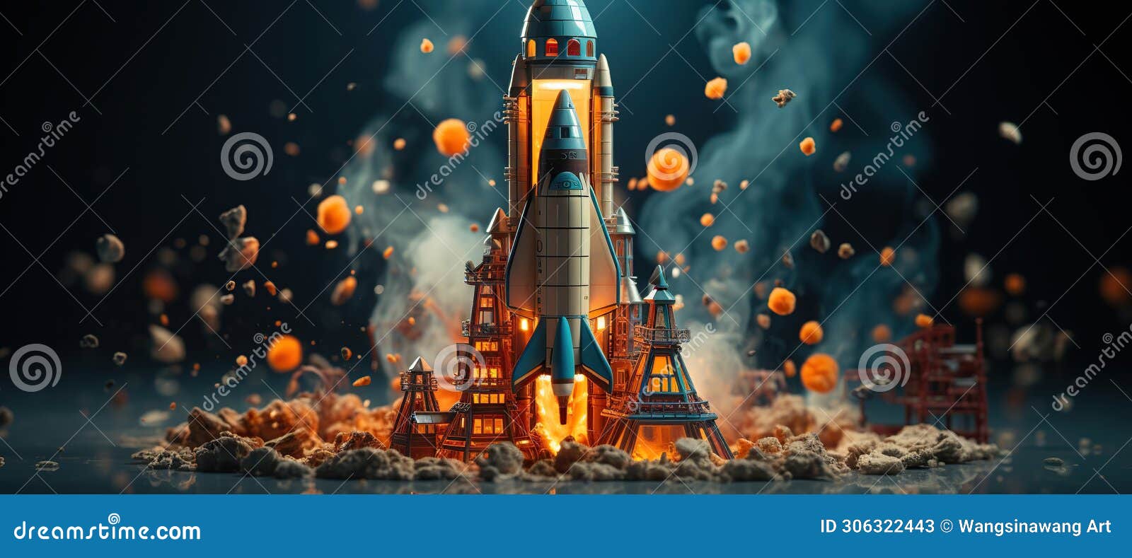 Rocket Taking Off from the Ground Stock Image - Image of mission ...