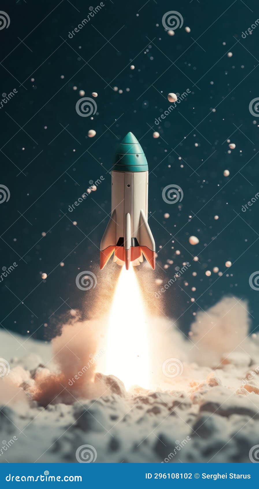 A Rocket is Taking Off from the Ground, AI Stock Illustration ...