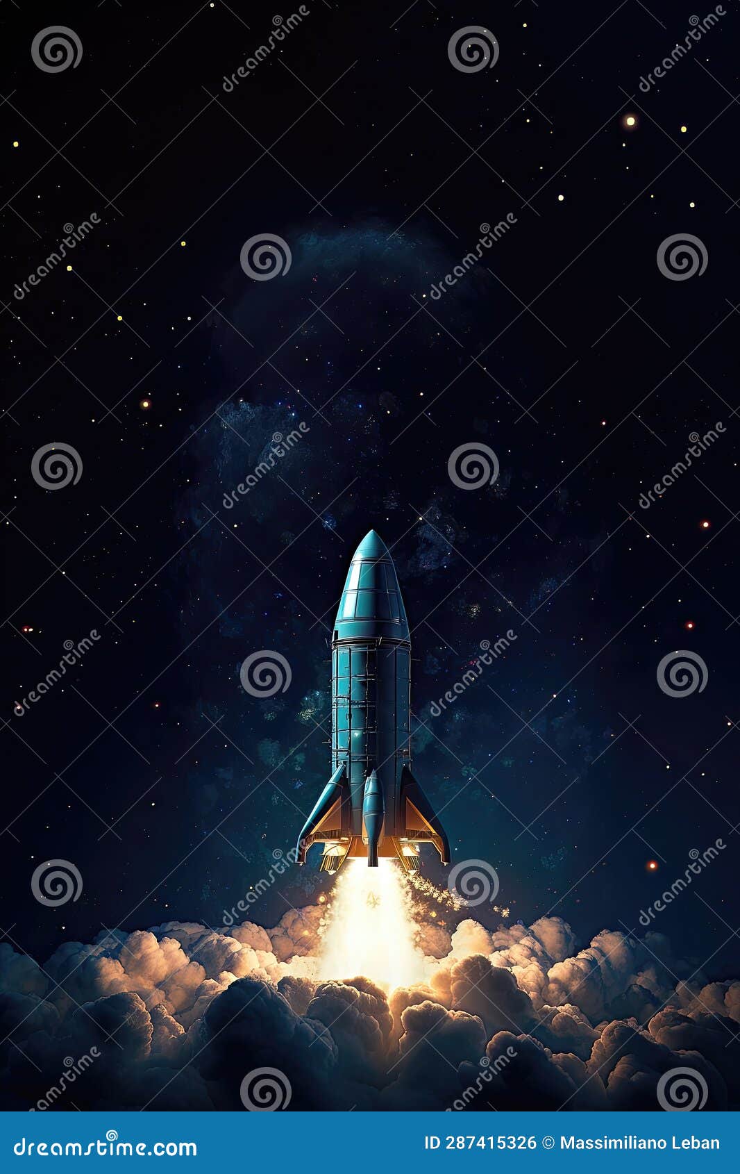 Rocket Taking Off. Illustration Stock Illustration - Illustration of ...