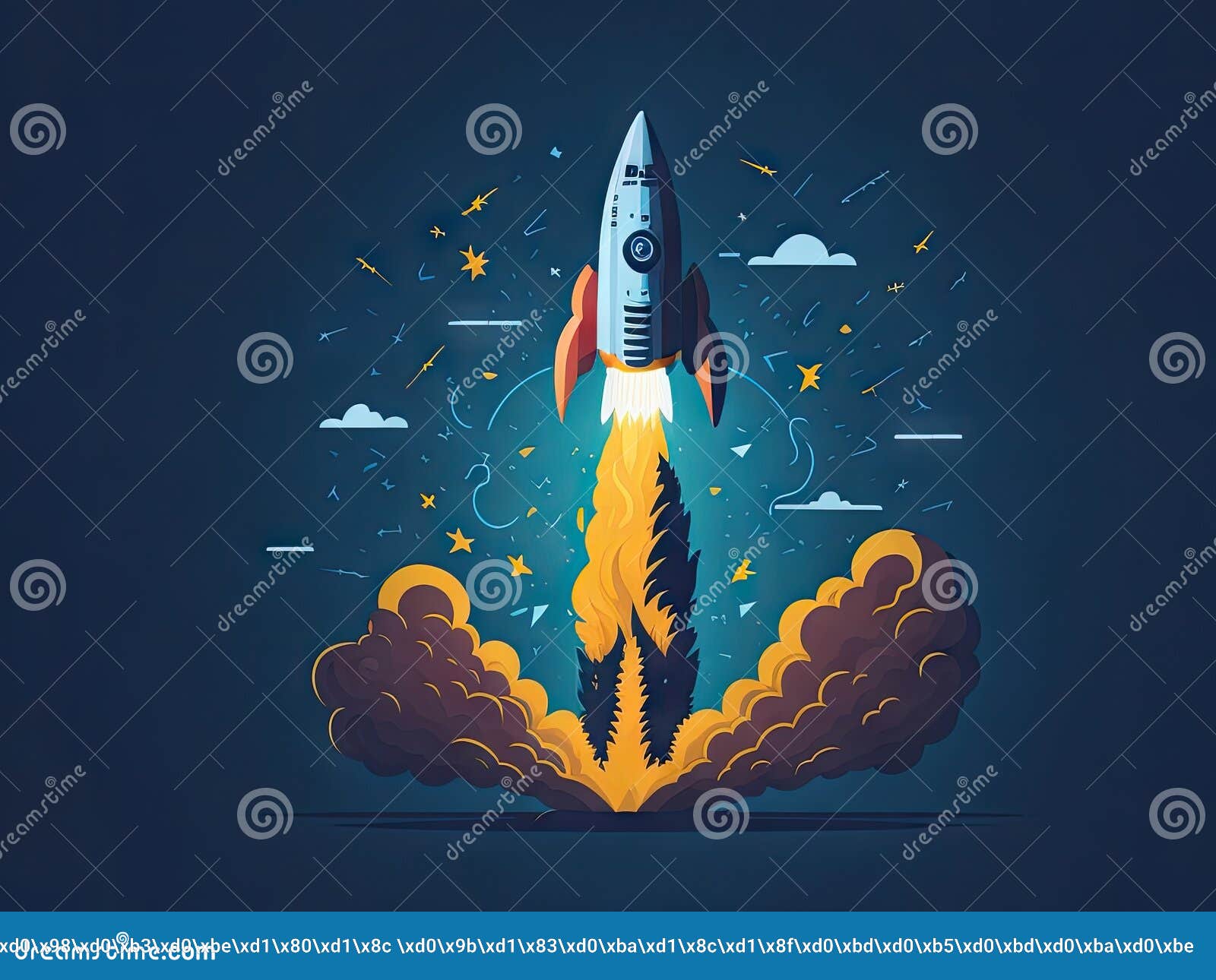 Rocket Taking Off Illustration Startup. Ai Generative Stock ...