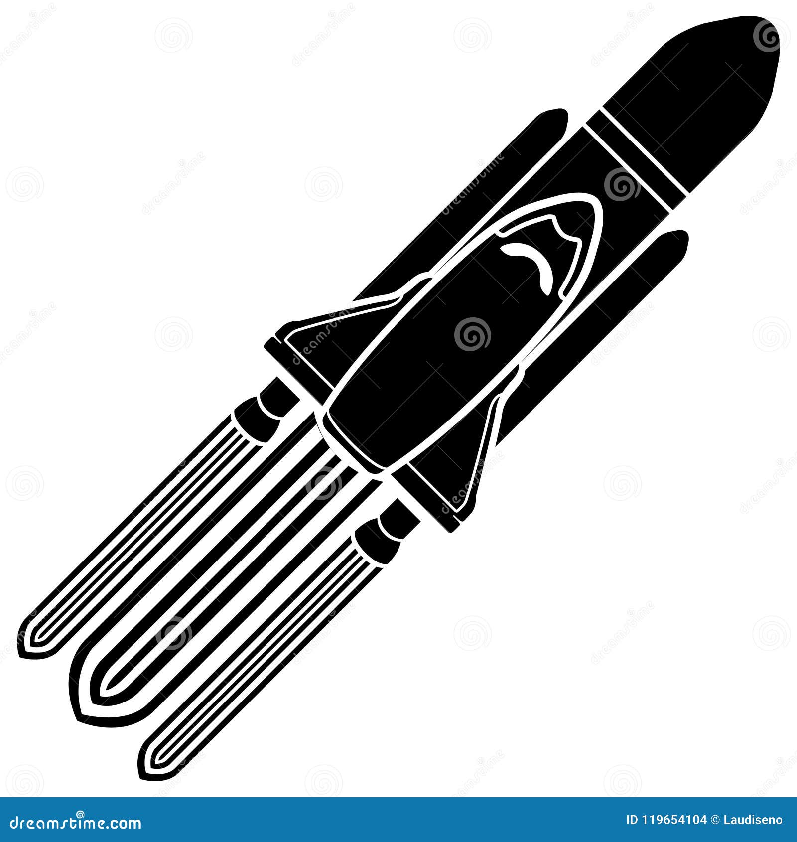 Rocket taking off stock vector. Illustration of fire - 119654104