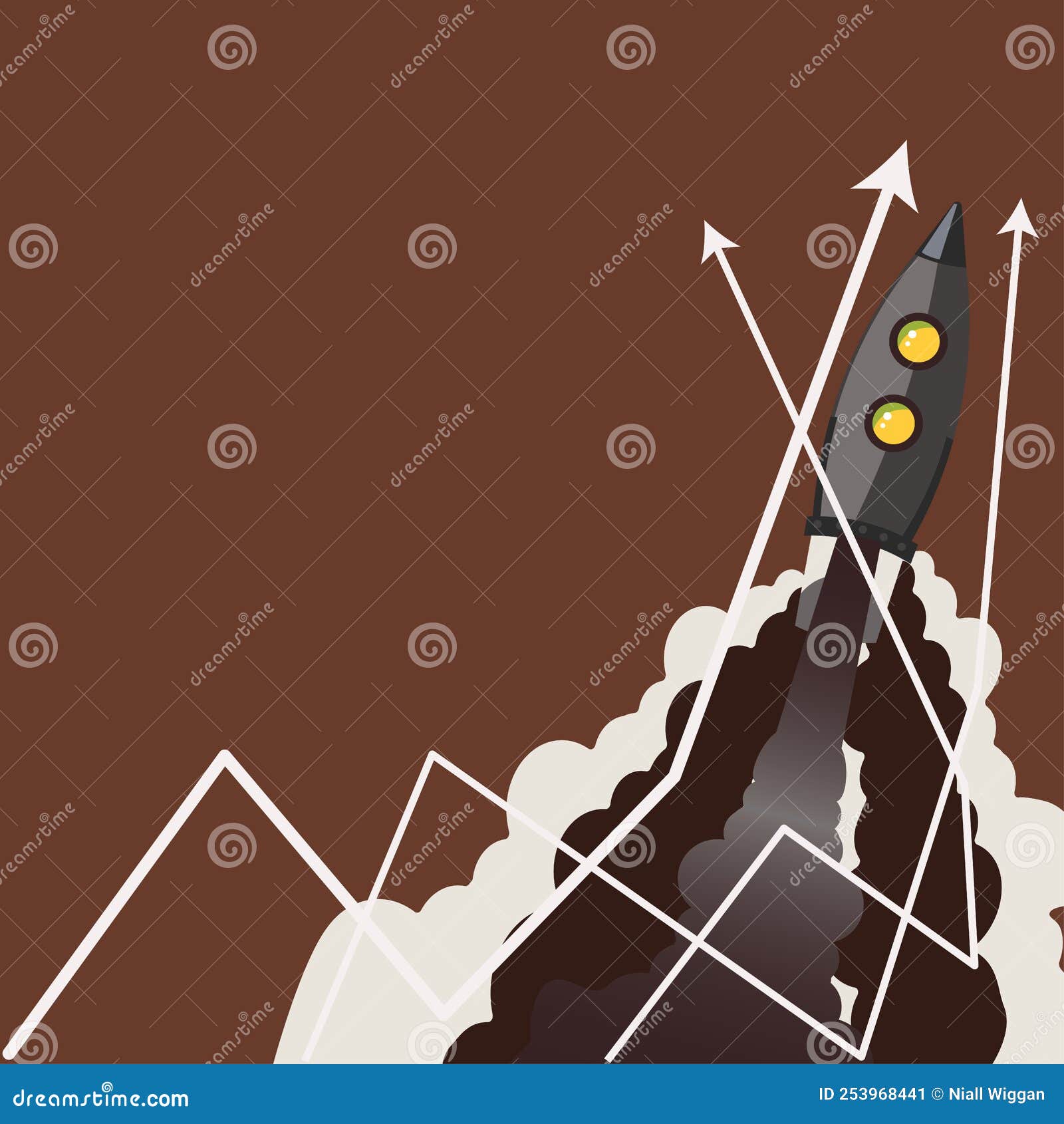 Rocket Taking Off Leaving Fire Behind and Presenting Important Message ...