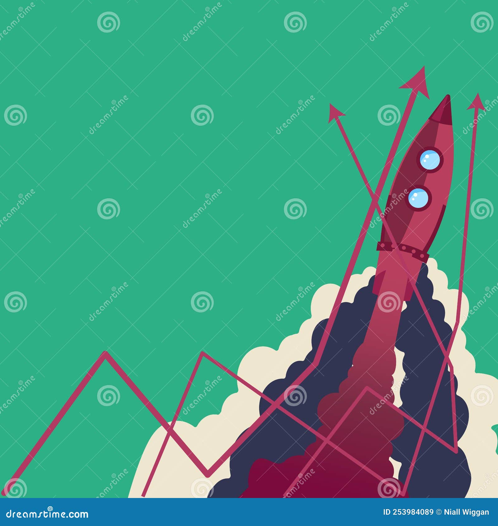 Rocket Taking Off Leaving Fire Behind and Presenting Important Message ...