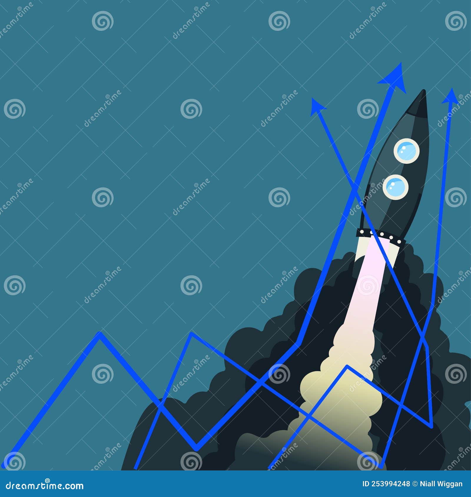 Rocket Taking Off Leaving Fire Behind and Presenting Important Message ...