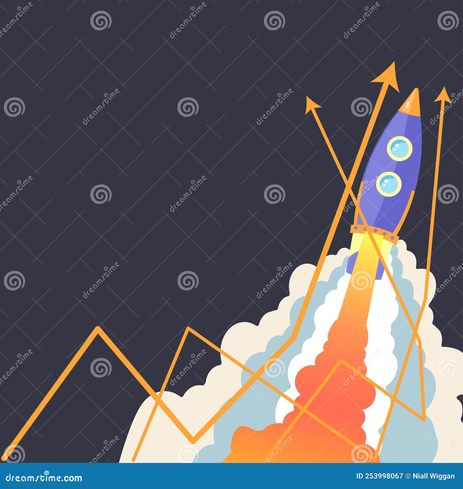 Rocket Taking Off Leaving Fire Behind and Presenting Important Message ...