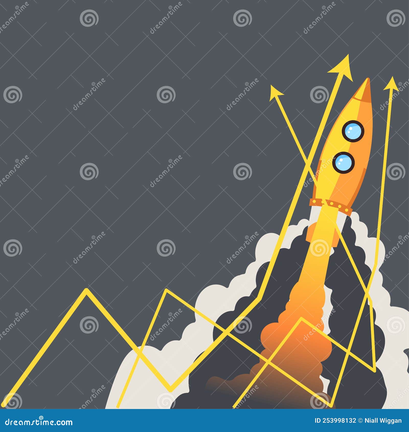 Rocket Taking Off Leaving Fire Behind and Presenting Important Message ...