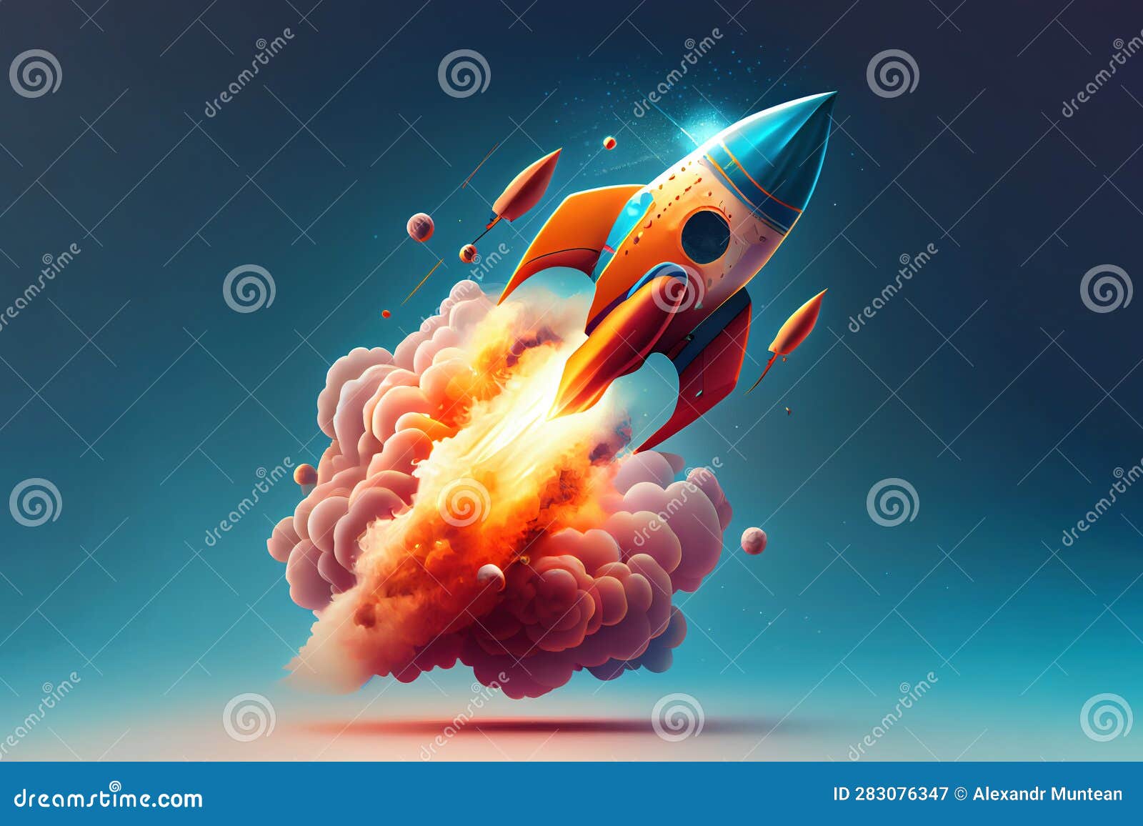 Rocket taking off. stock illustration. Illustration of astronaut ...