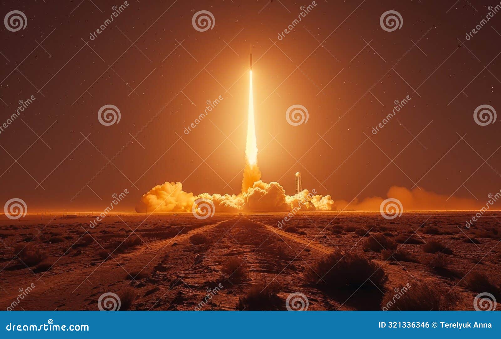 Rocket Taking Off into the Sky. a Missile Launch at Night Stock Photo - Image of galaxy, system ...