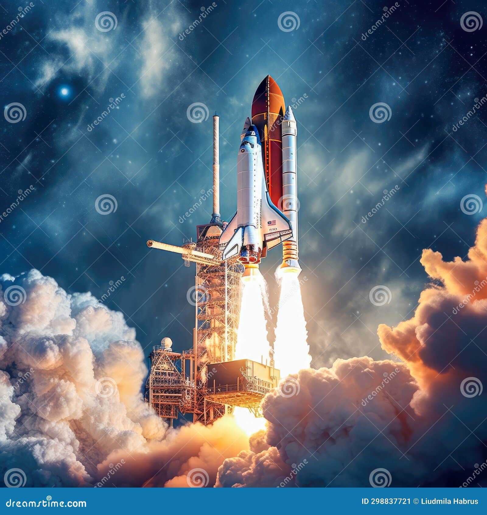 Rocket Taking Off into Space. Stock Image - Image of cosmos, shuttle ...