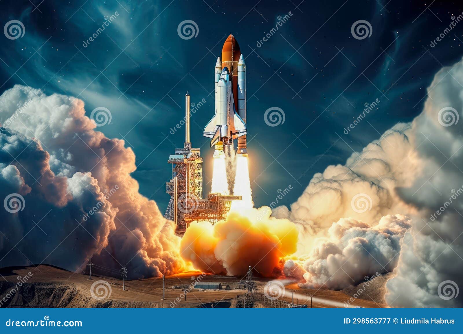 Rocket Taking Off into Space. Stock Image - Image of cosmos, carrier ...