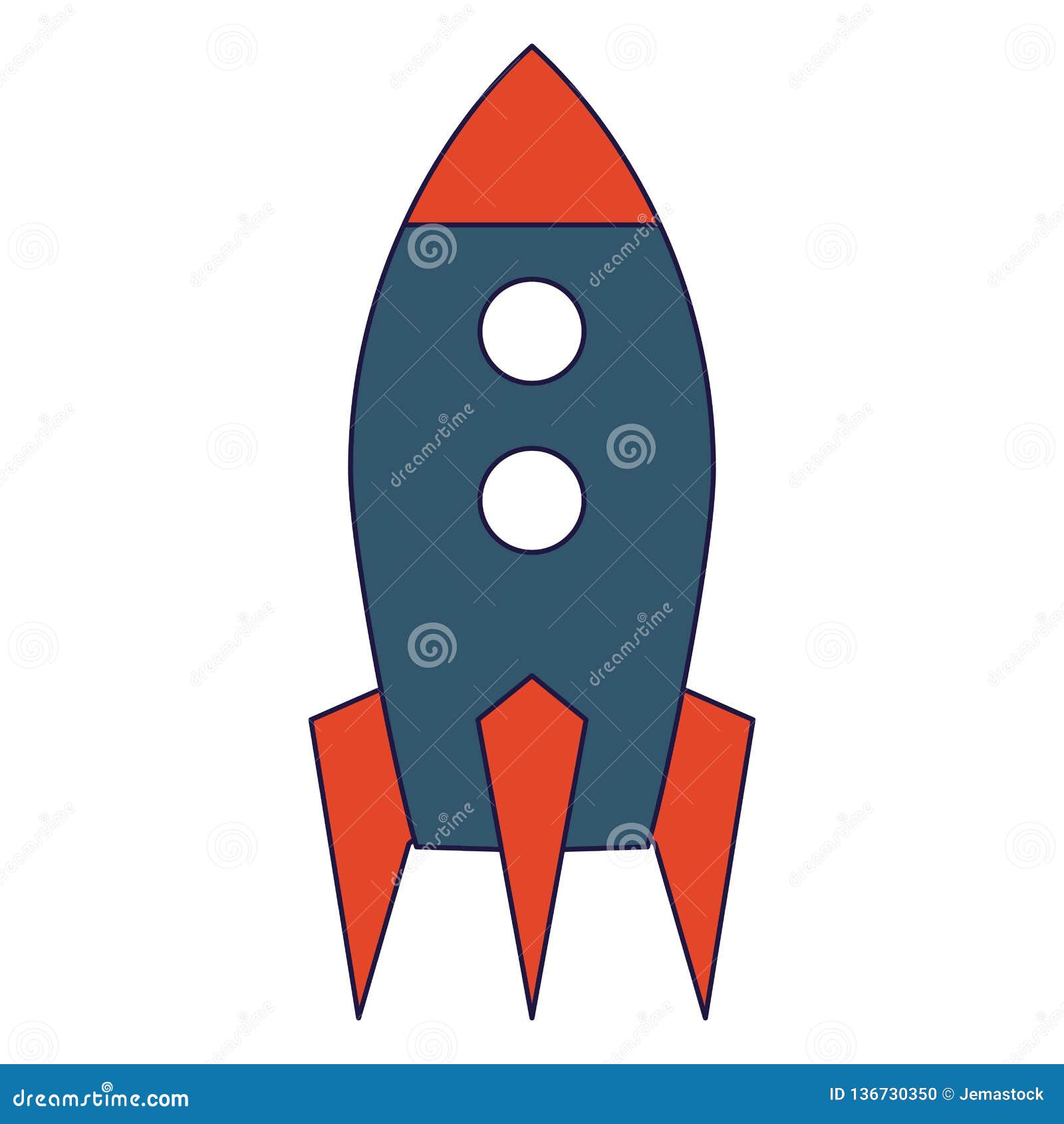 Rocket Taking Off - Vector Linear Illustration With Spaceship For Logo ...