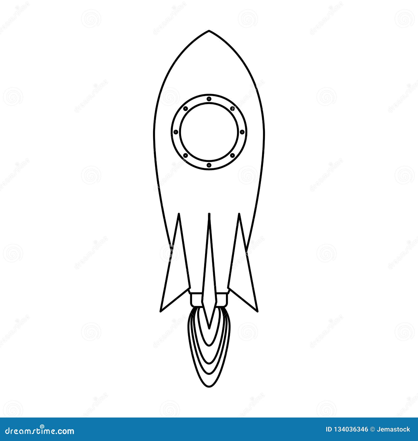 Rocket Taking Off Symbol Black and White Stock Vector - Illustration of ...