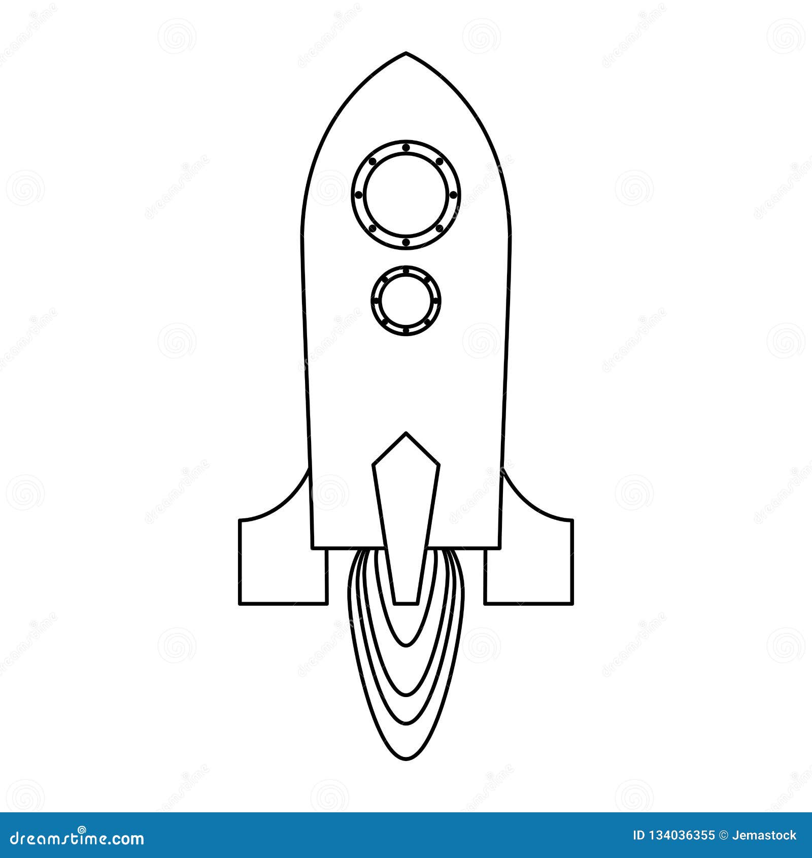 Rocket Taking Off Symbol Black and White Stock Vector - Illustration of ...