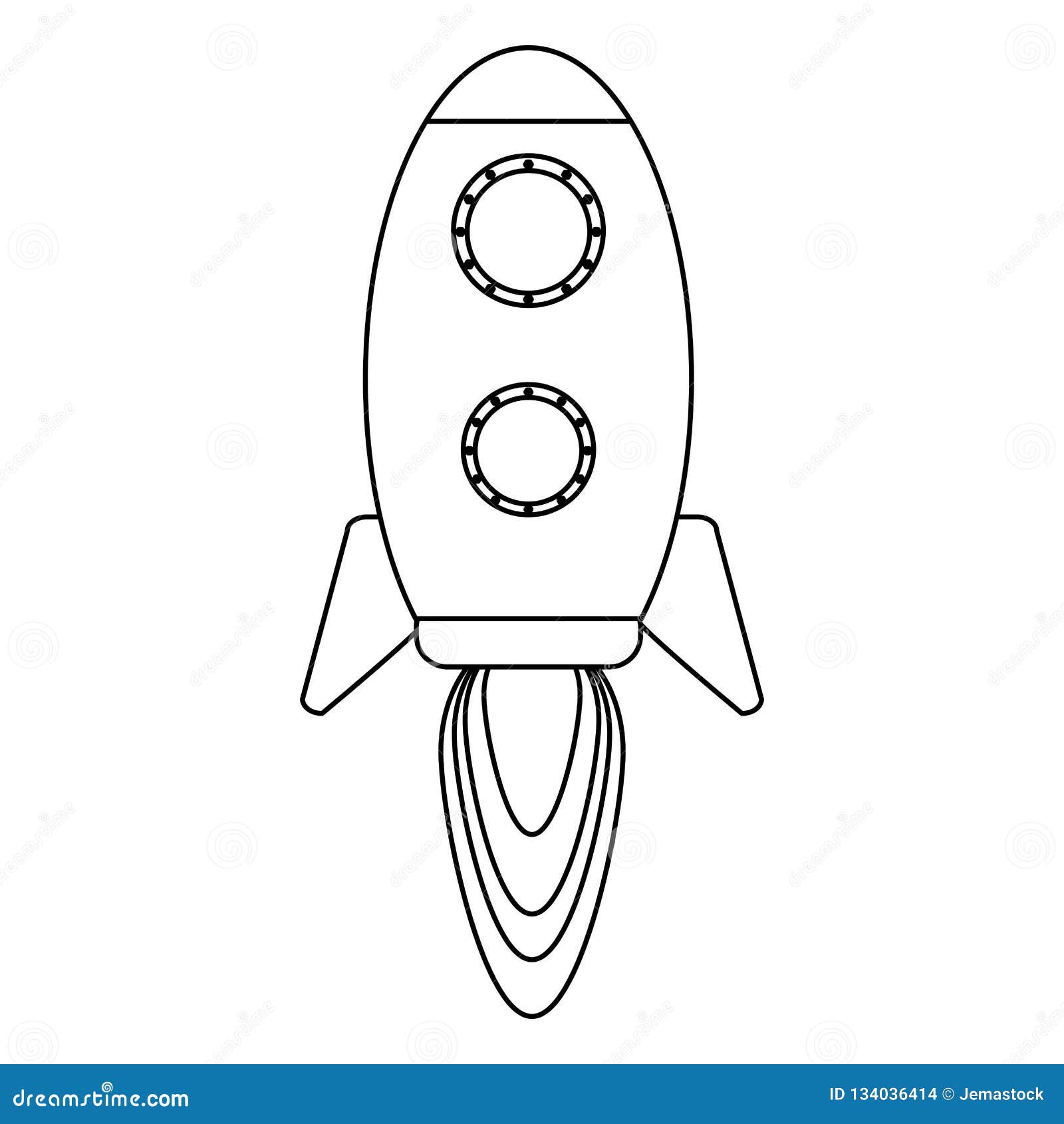 Rocket Taking Off - Vector Linear Illustration With Spaceship For Logo ...