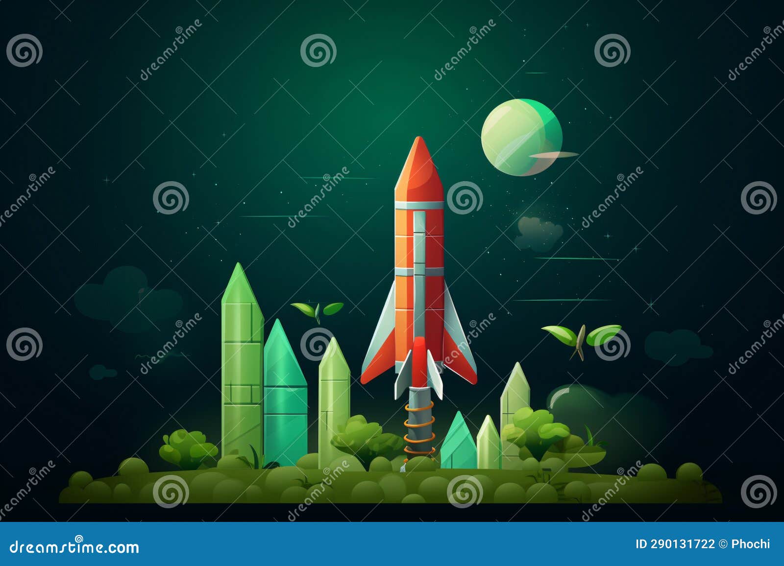 Rocket Taking Off. a Visual Metaphor for Success Stock Illustration ...