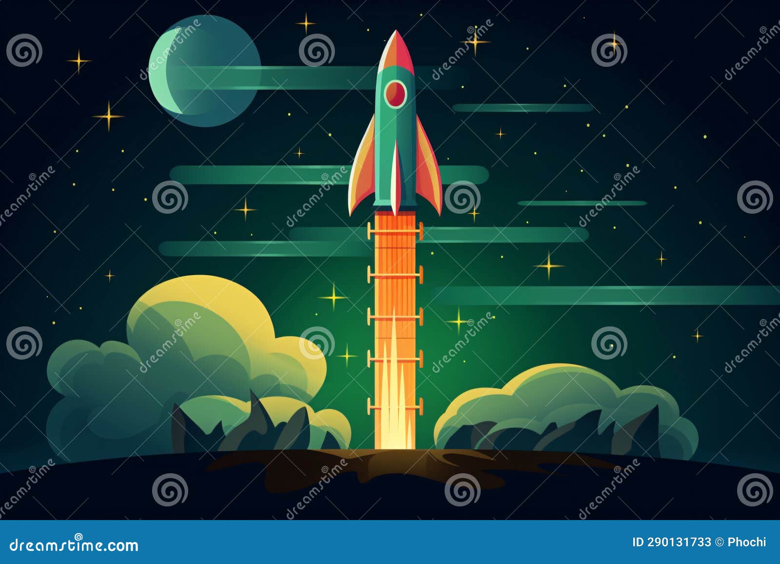 Rocket Taking Off. a Visual Metaphor for Success Stock Illustration ...