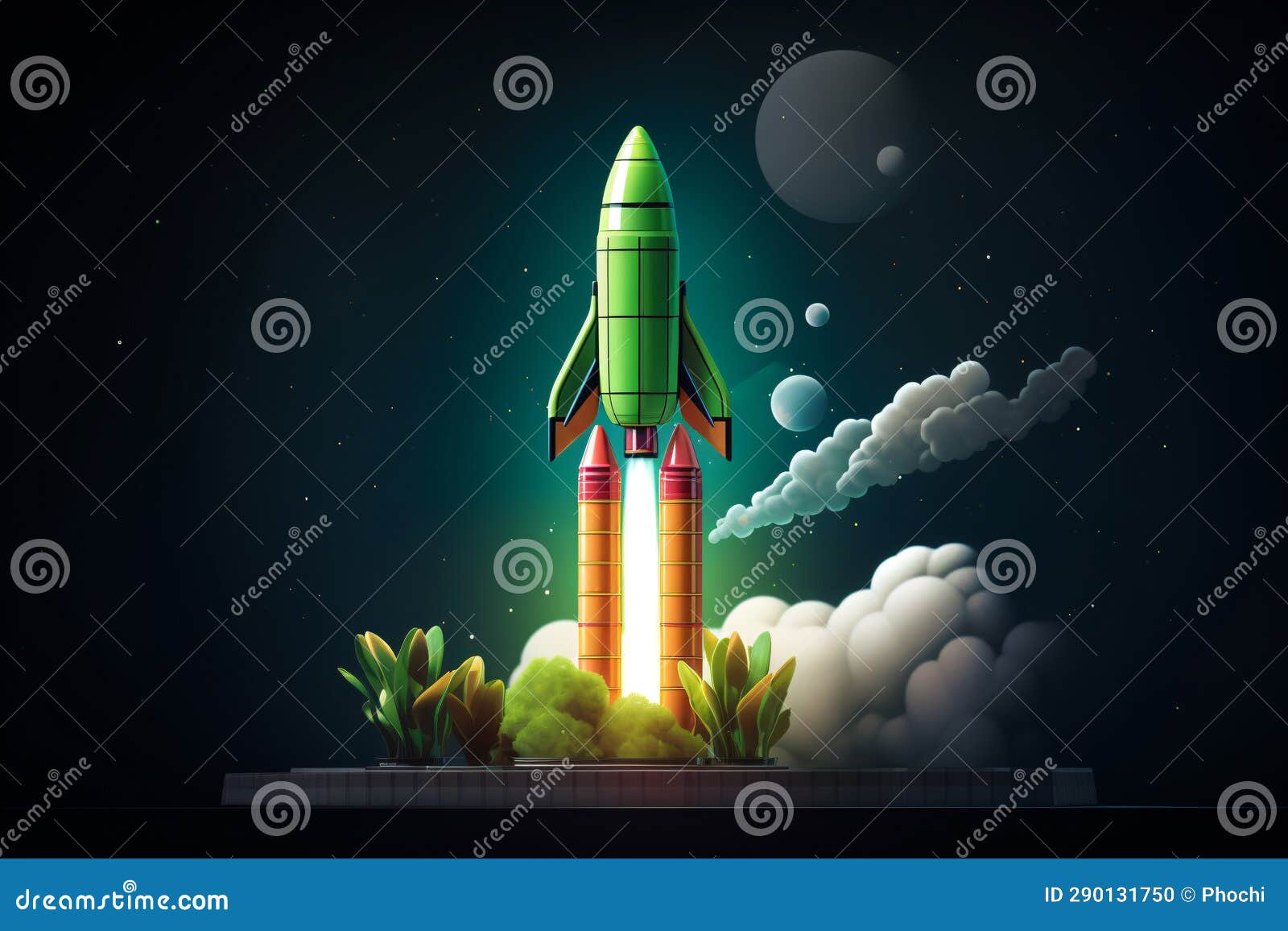 Rocket Taking Off. a Visual Metaphor for Success Stock Illustration ...