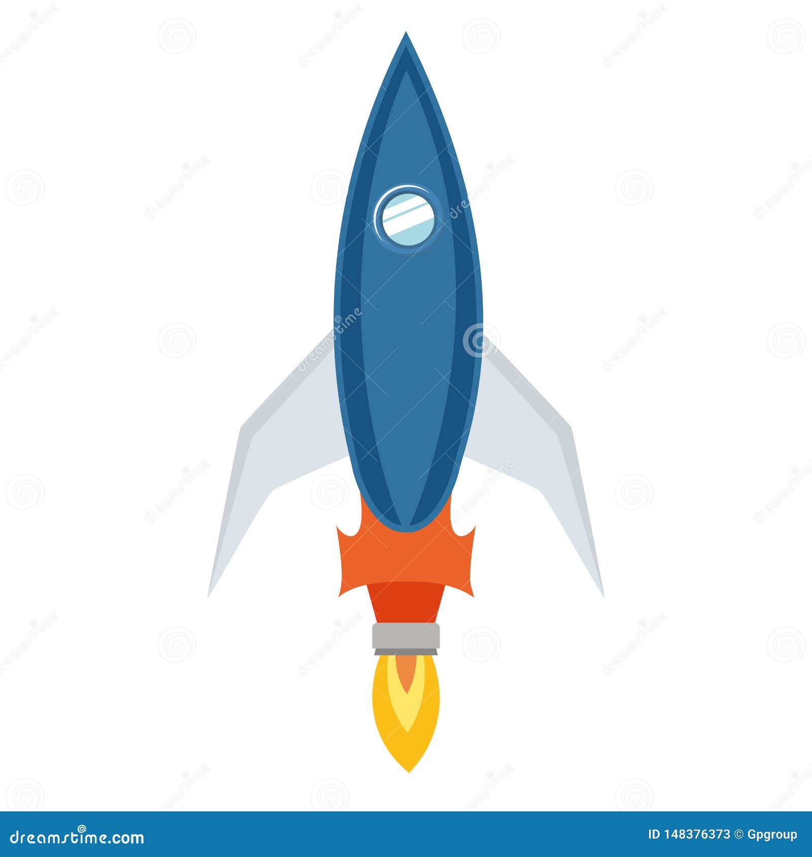 Rocket Taking Off in White Background Stock Vector - Illustration of ...
