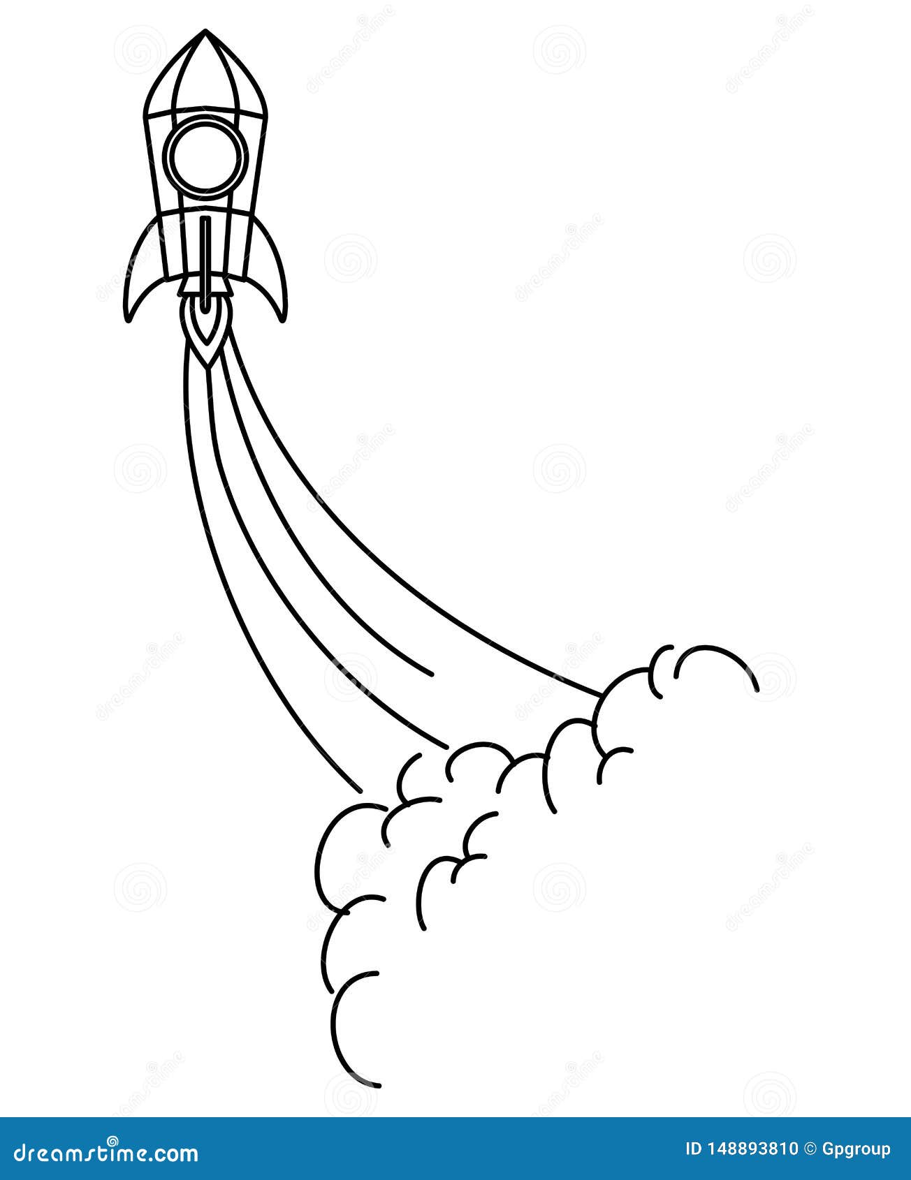 Rocket Taking Off in White Background Stock Vector - Illustration of ...