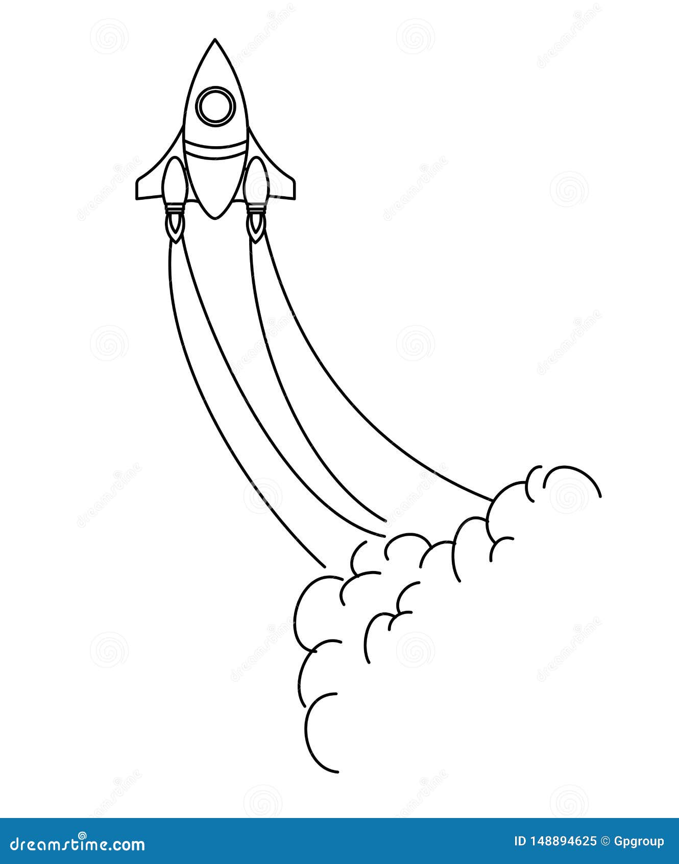 Rocket Taking Off in White Background Stock Vector - Illustration of ...