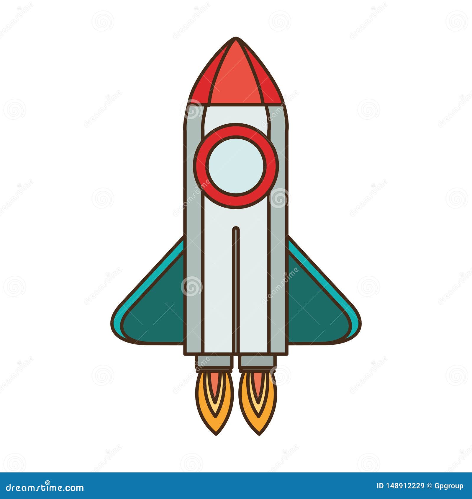 Rocket Taking Off in White Background Stock Vector - Illustration of ...