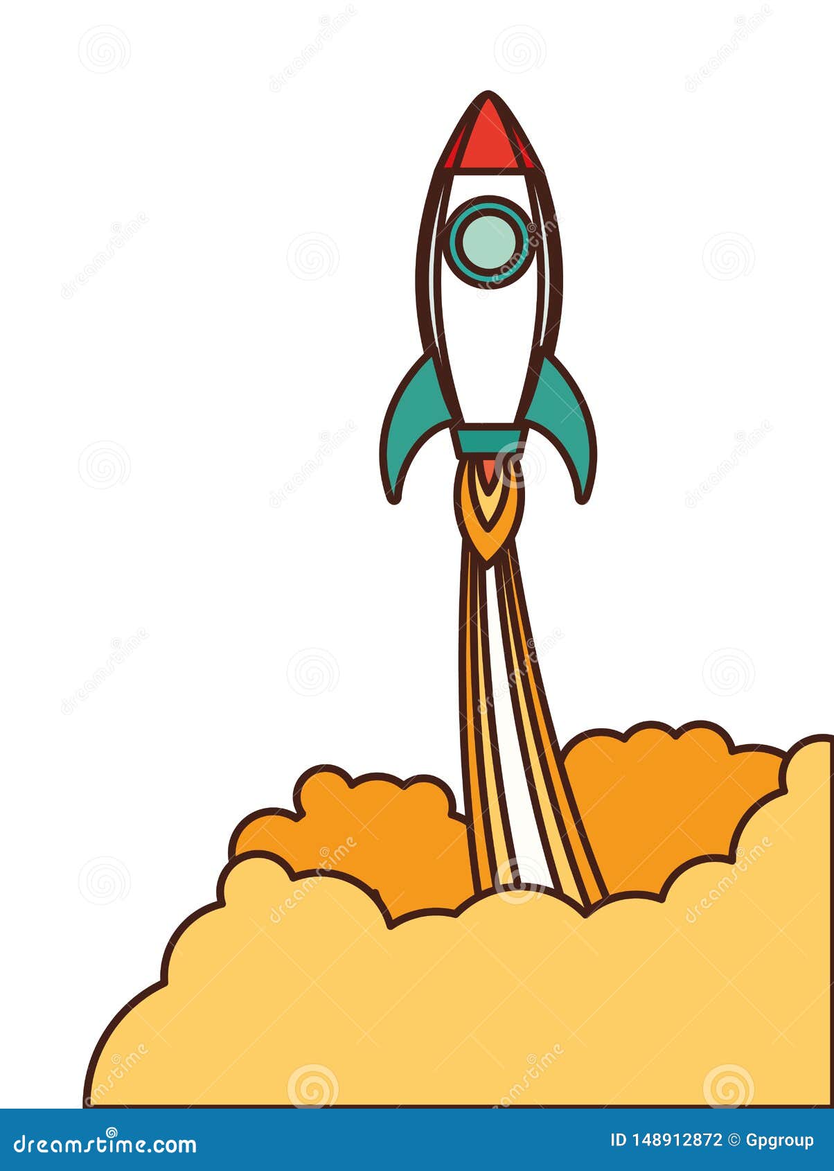 Rocket Taking Off in White Background Stock Vector - Illustration of ...