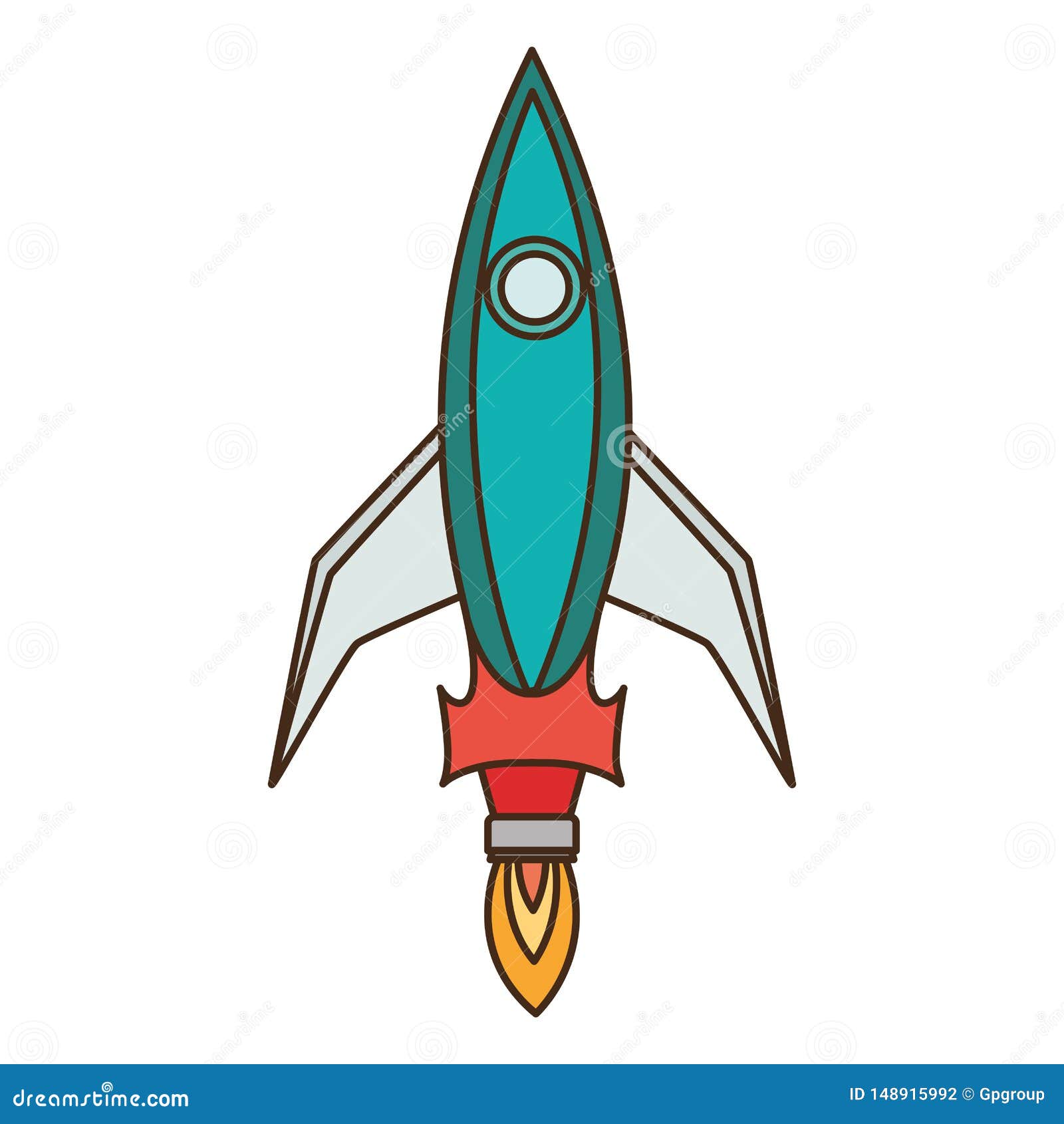 Rocket Taking Off in White Background Stock Vector - Illustration of ...