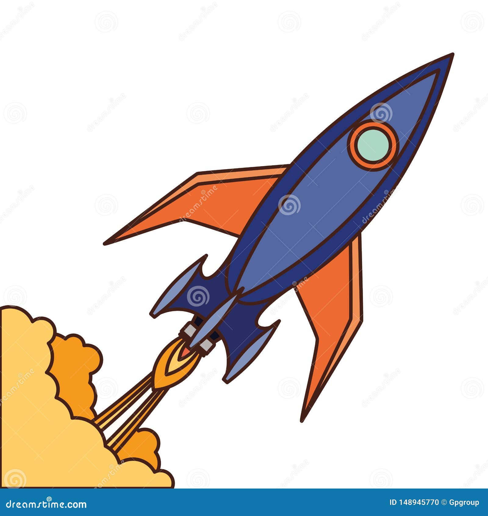 Rocket Taking Off in White Background Stock Vector - Illustration of ...