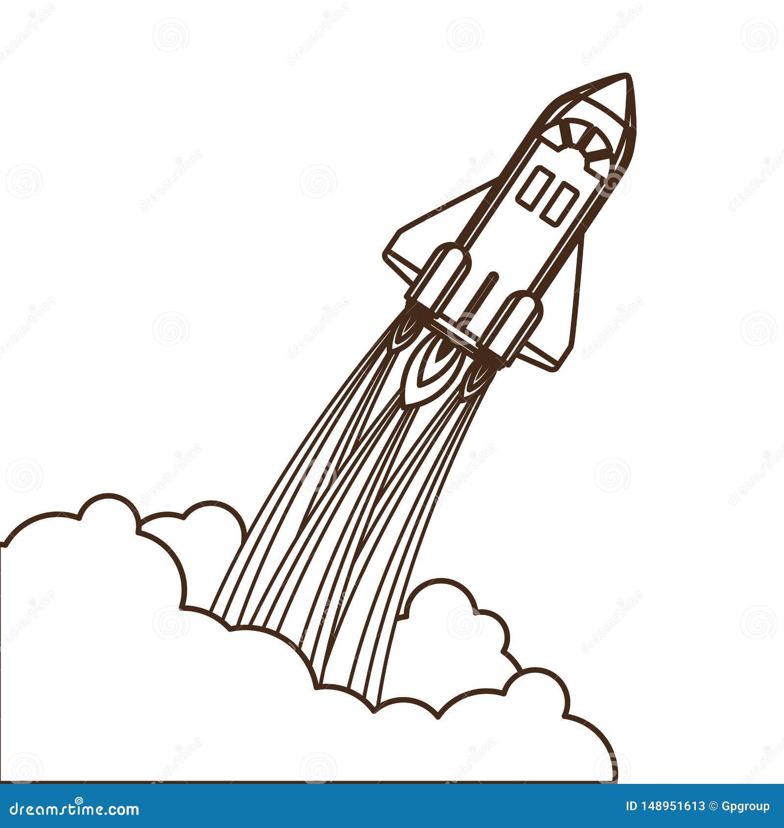 Rocket Taking Off in White Background Stock Vector - Illustration of ...