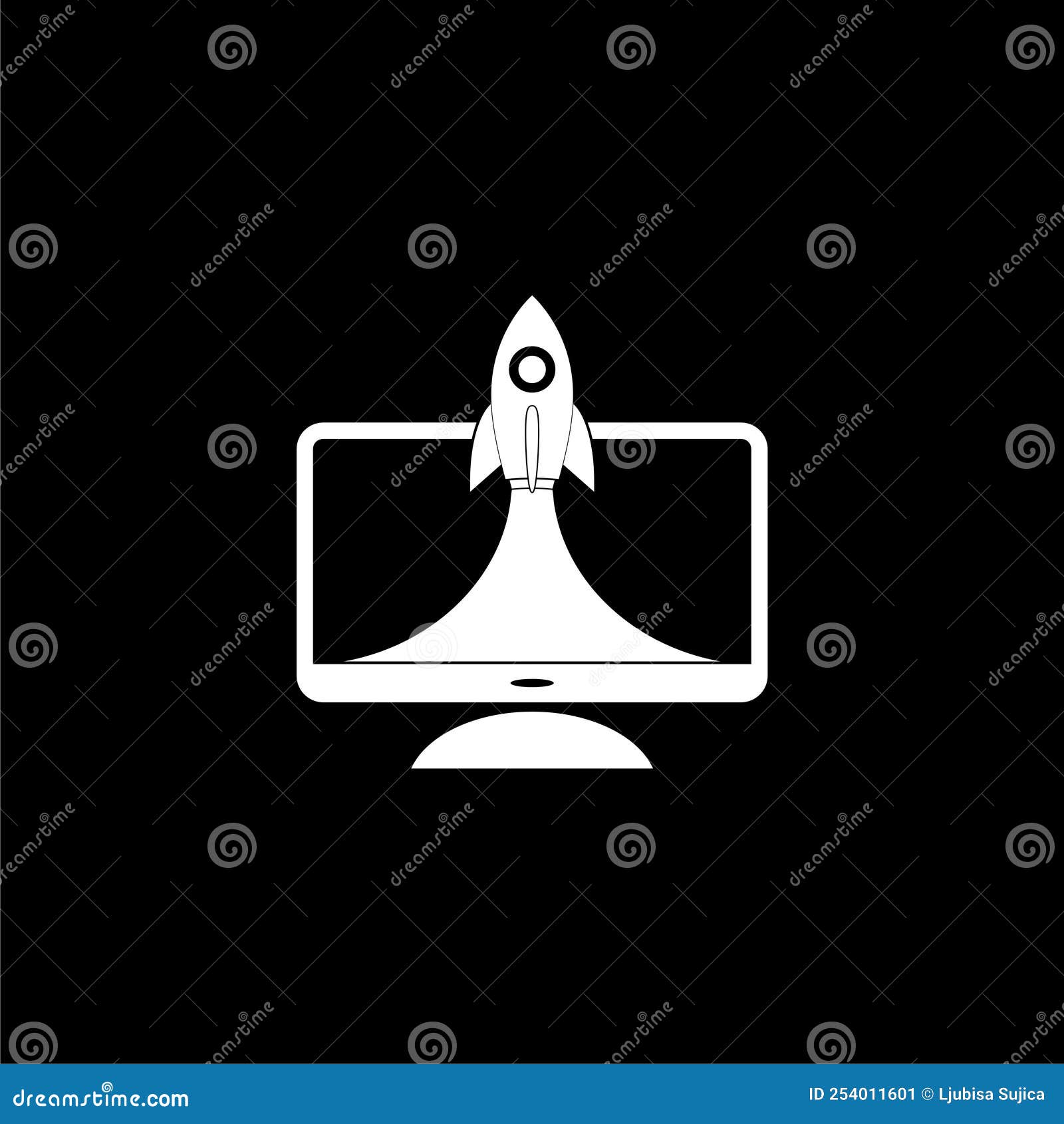 Rocket Tech Logo Design Isolated on Dark Background Stock Vector ...
