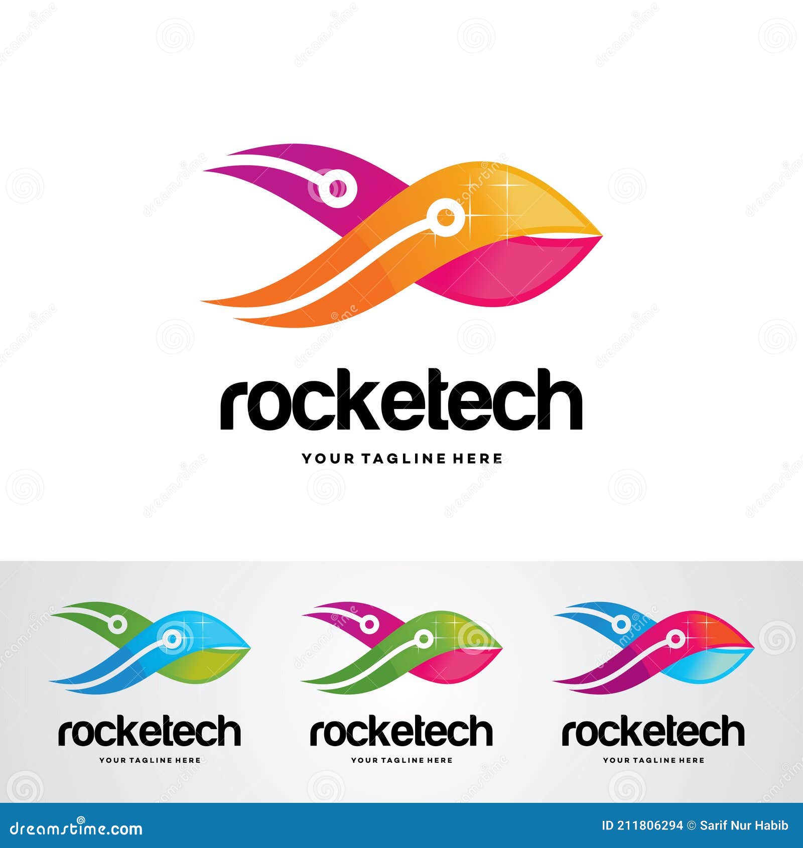 Rocket Tech Logo Design Template Stock Vector - Illustration of label ...
