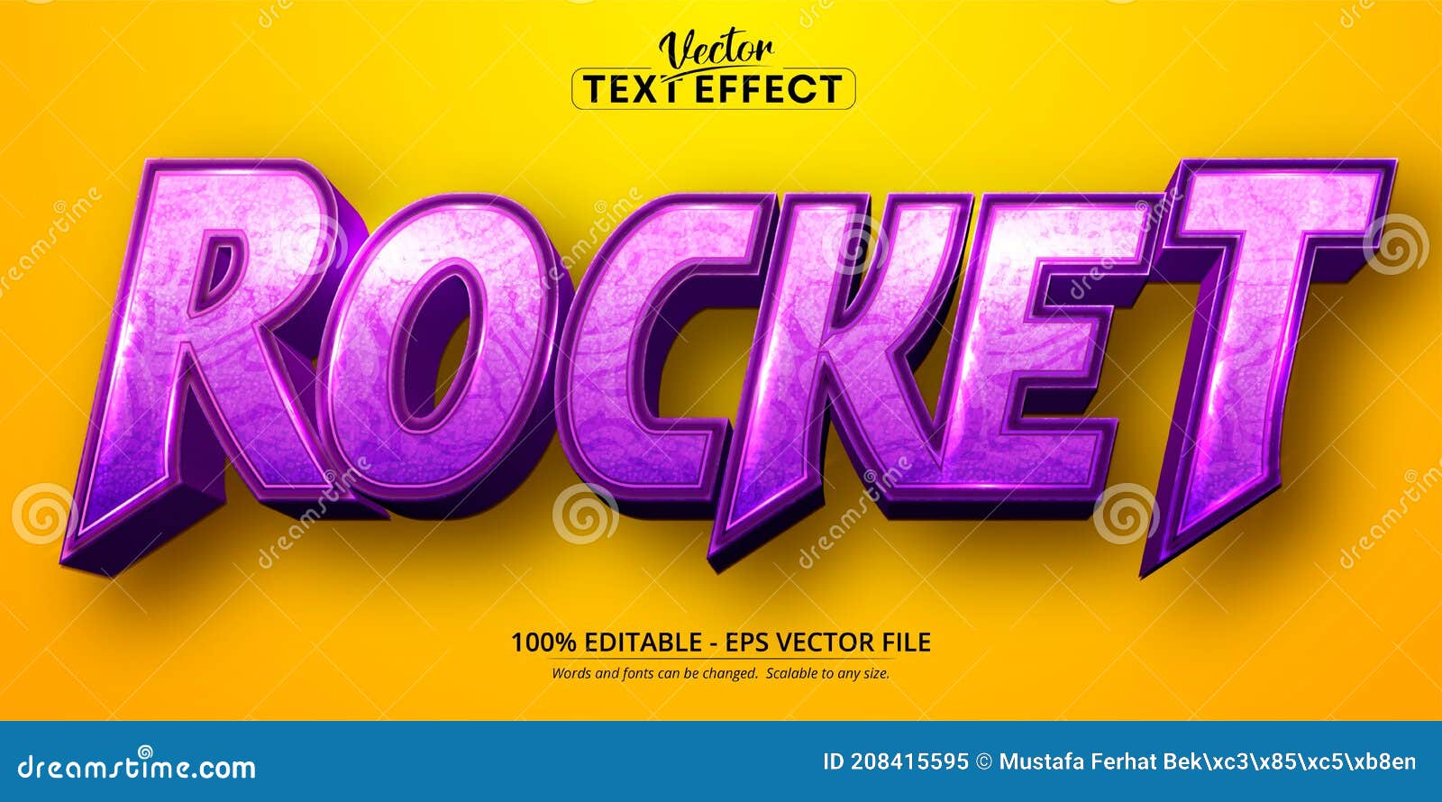 Rocket Text, Cartoon Style Editable Text Effect Stock Vector ...