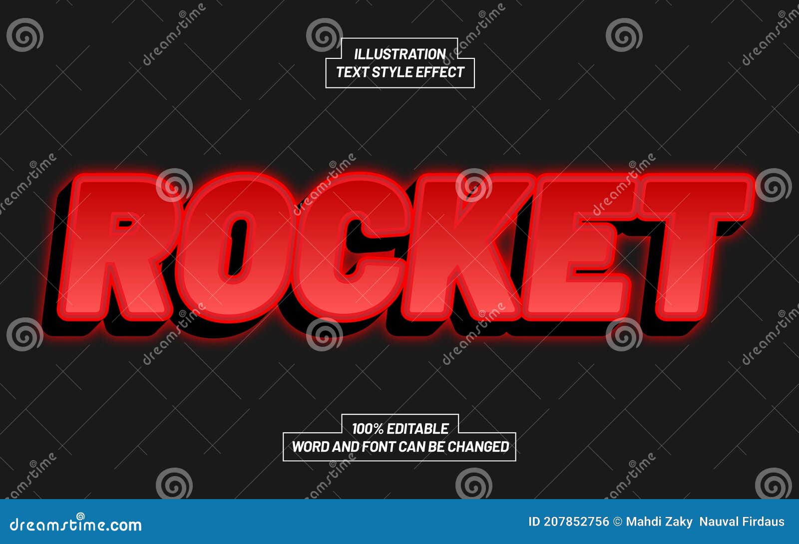Rocket Red Text Style Effect Stock Vector - Illustration of business ...
