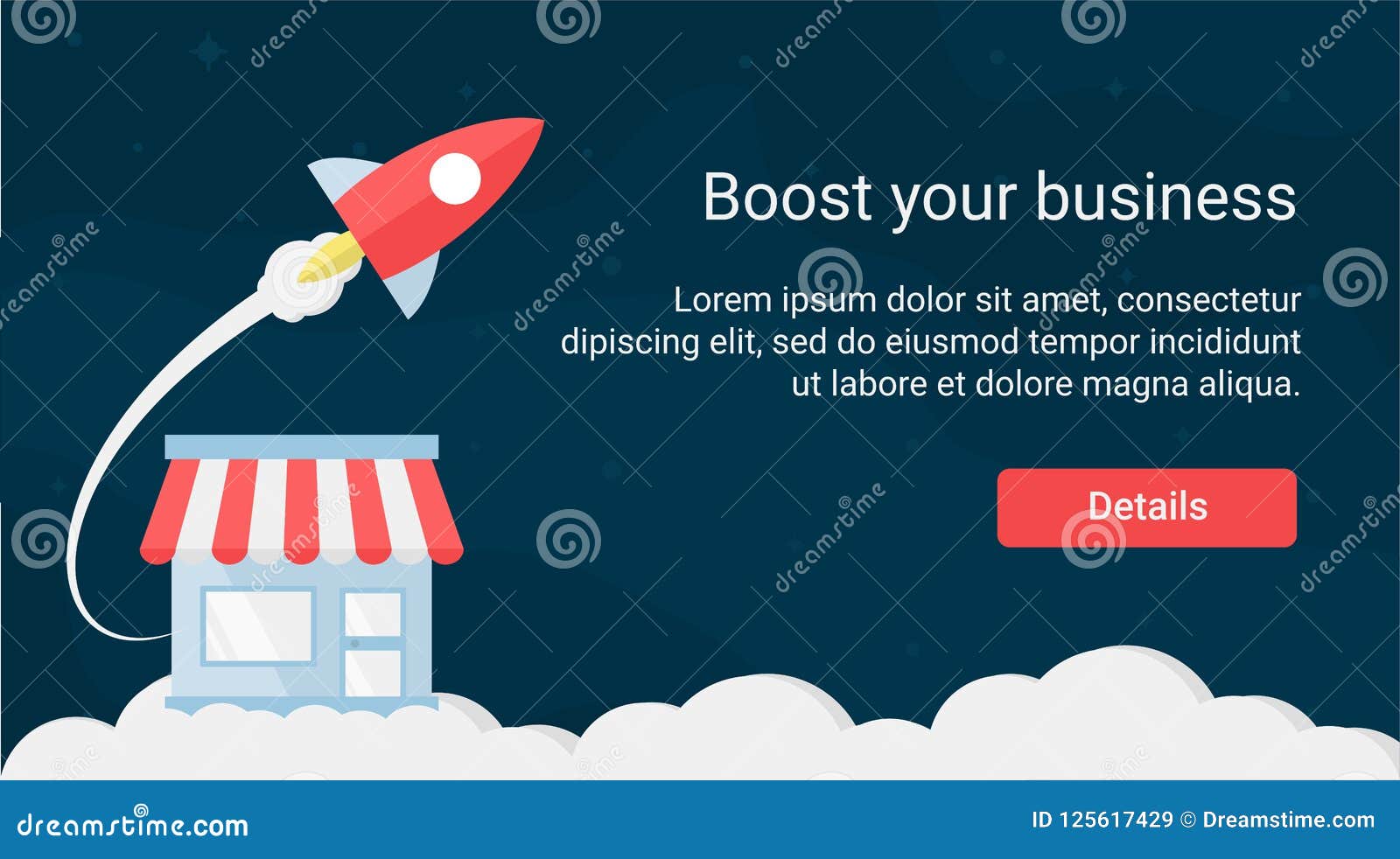 Rocket Themed Website Header Design Stock de ilustración - Ilustración ...