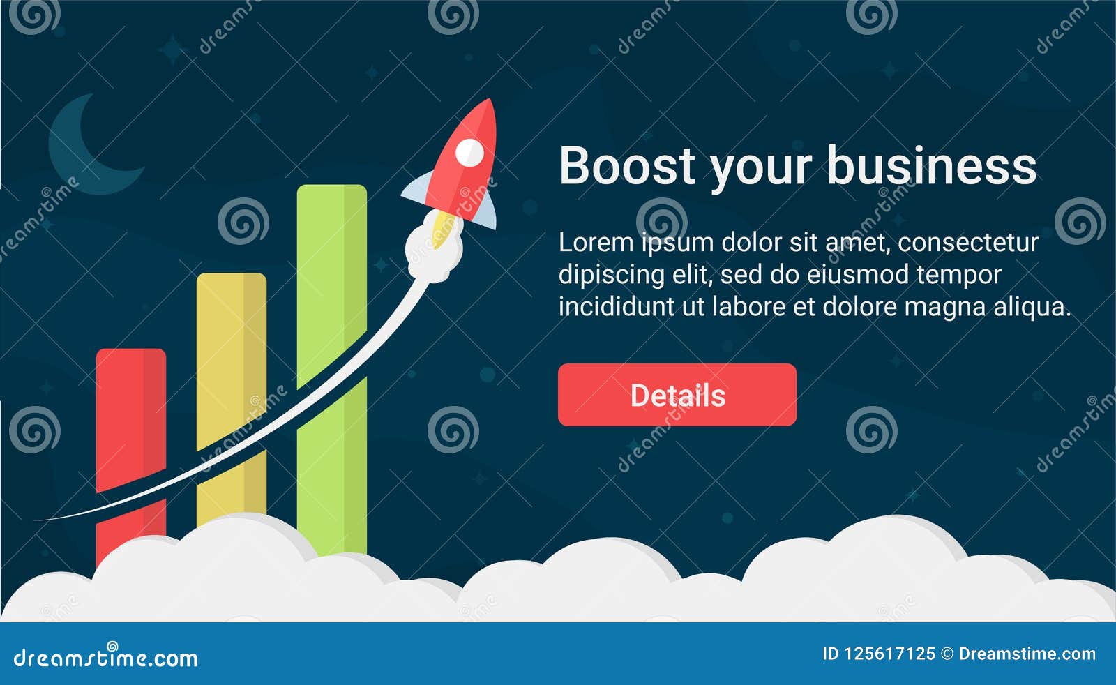 Rocket Themed Website Header Design Stock Illustration - Illustration ...