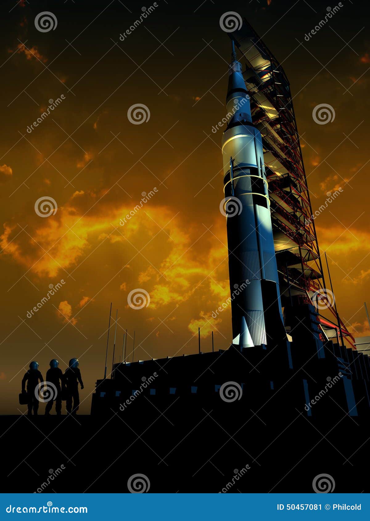 Rocket to the Moon stock illustration. Illustration of launchpad - 50457081