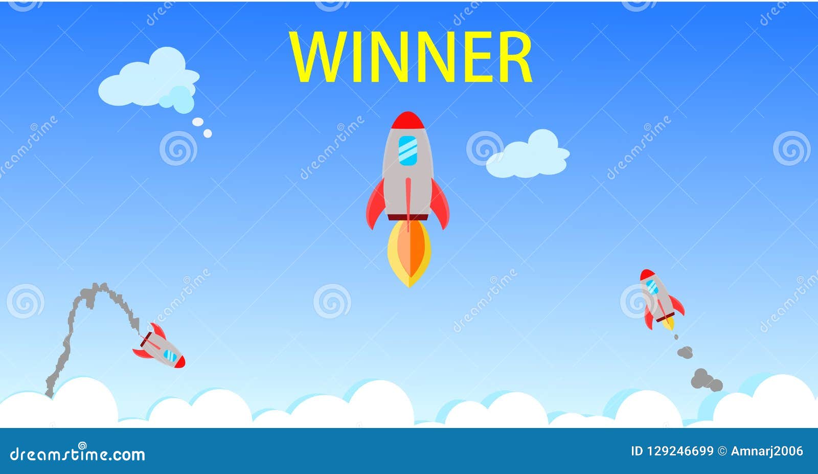 Rocket To Winner on Blue Sky,business Stock Illustration - Illustration ...