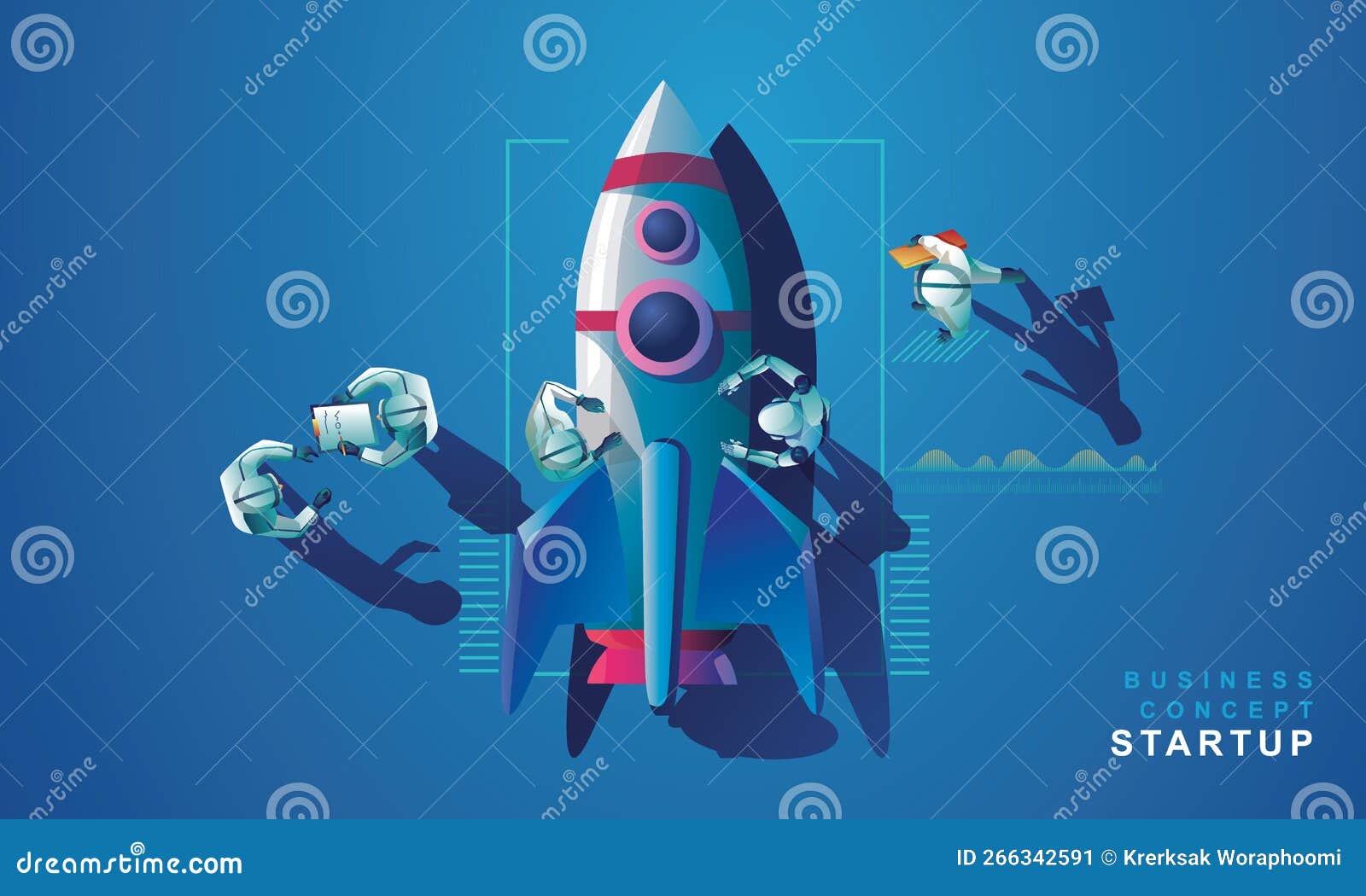 A Rocket Top View Virtual Reality Business People and a Development ...