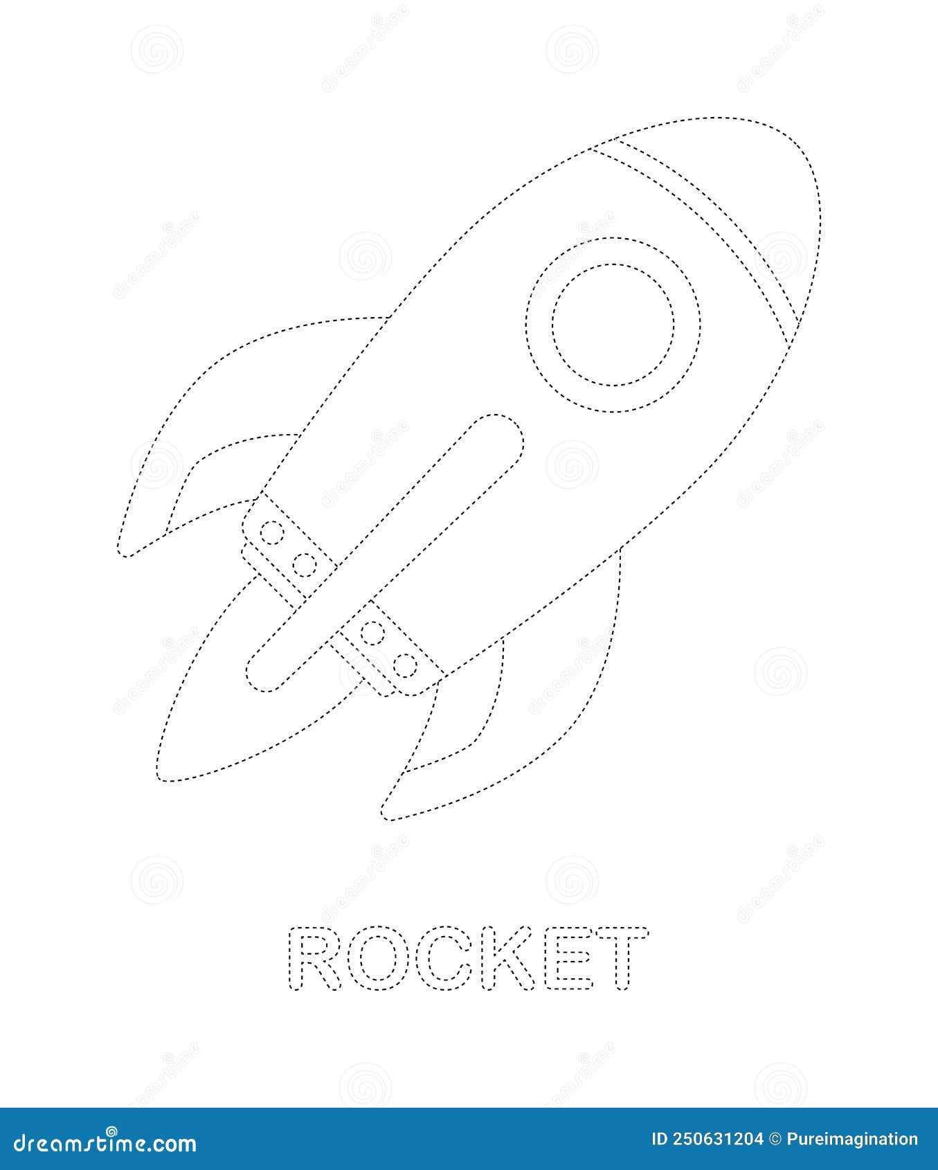 Rocket Tracing Worksheet for Kids Stock Vector - Illustration of ...