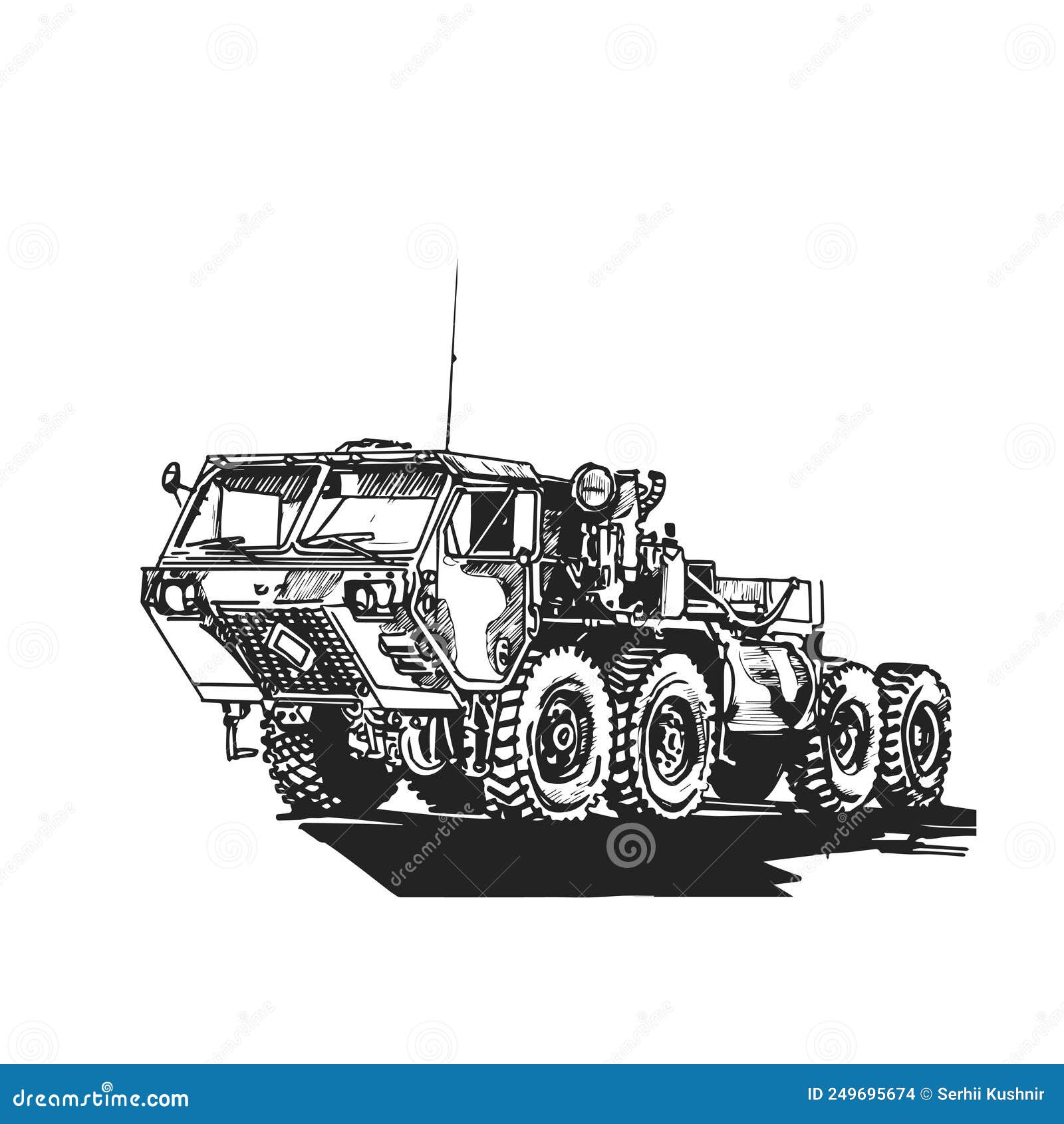 Rocket Tractor, Hand Graphic Drawing. Military Equipment Stock Vector ...