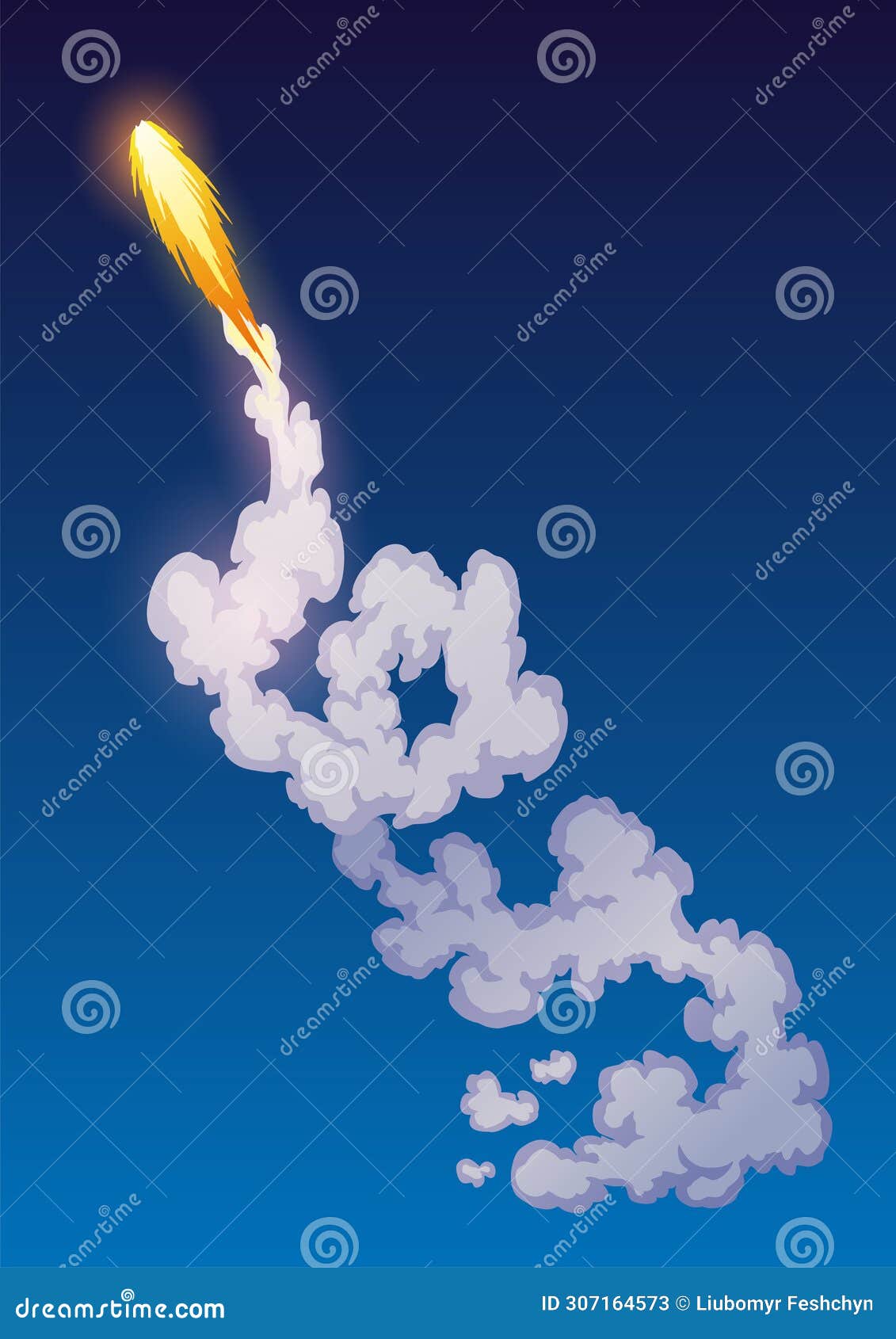 Rocket Trail Fire Smoke, Spaceship Launch with Clouds, Spaceflight ...