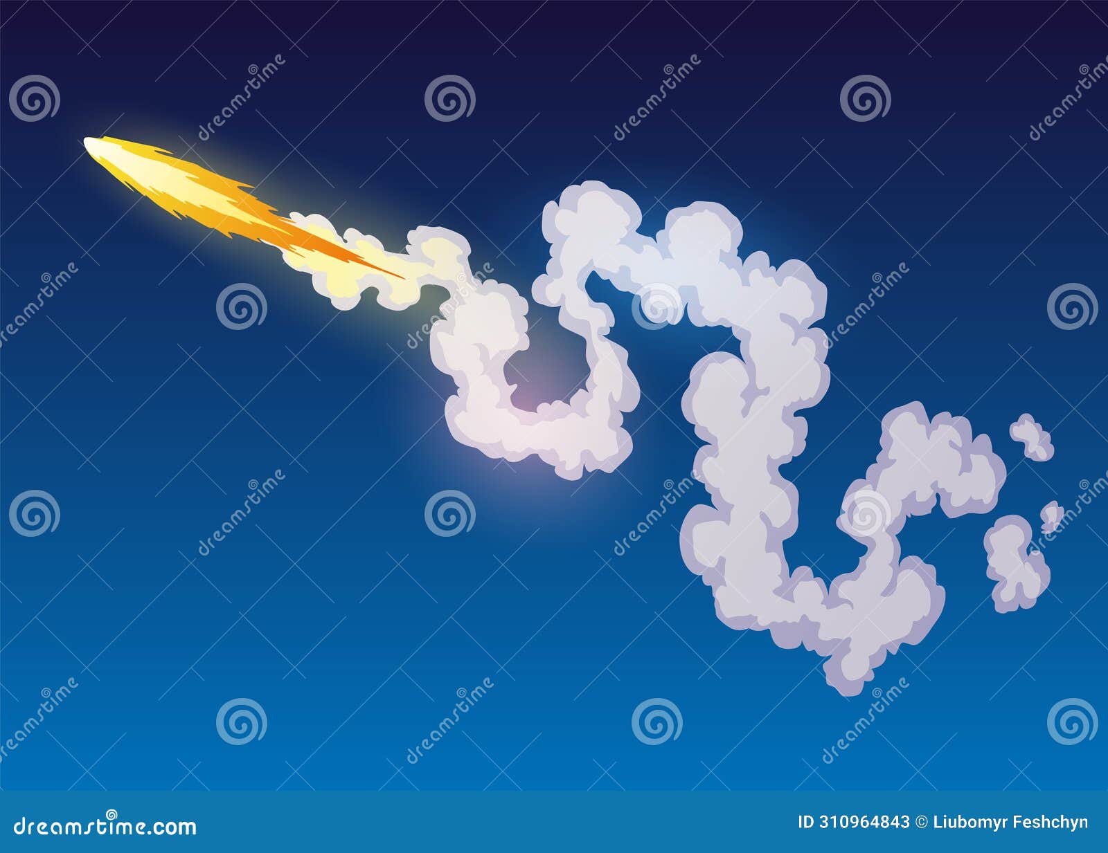 Rocket Trail Fire Smoke, Spaceship Launch with Clouds, Spaceflight ...