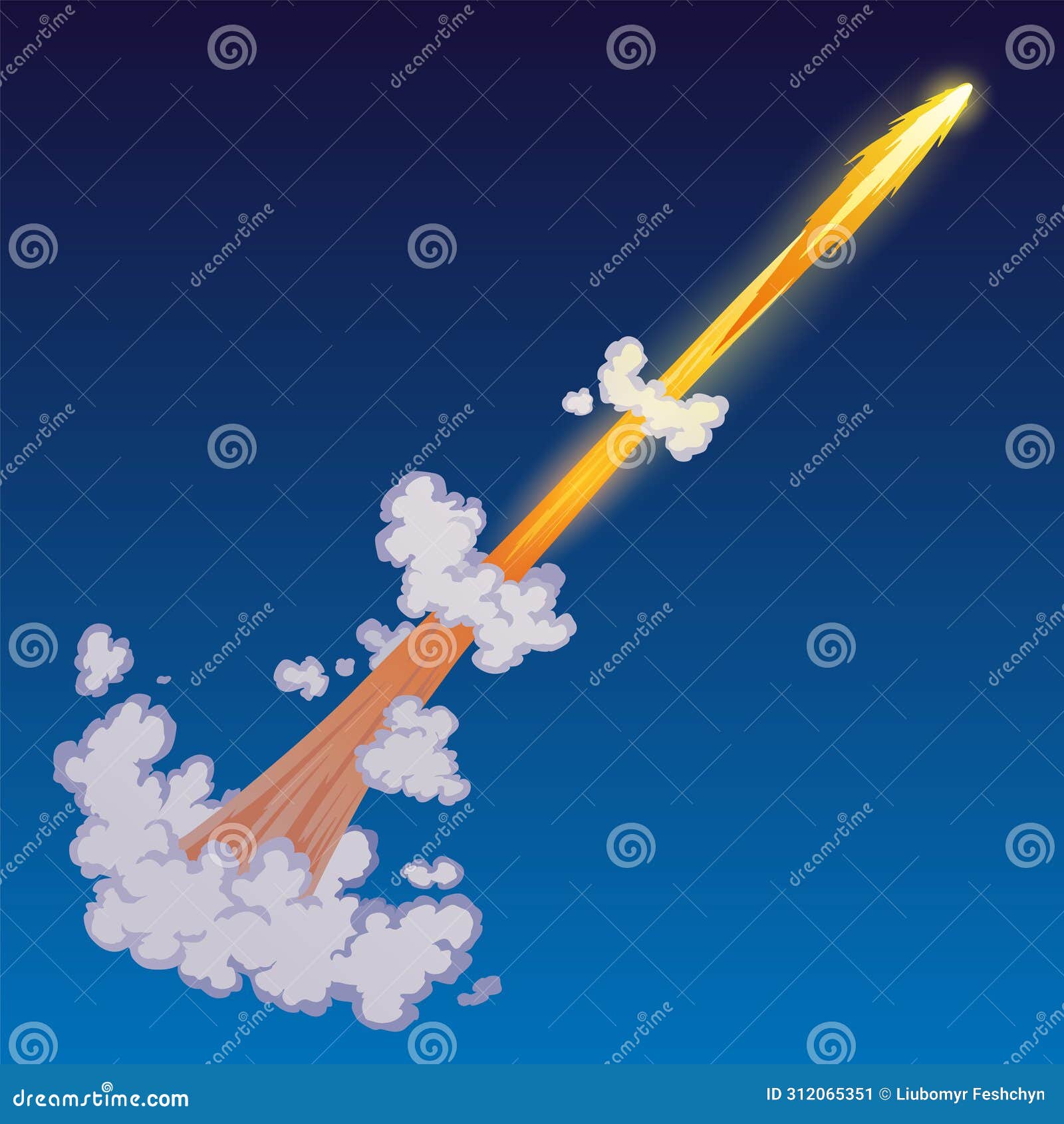 Rocket Trail Fire Smoke, Spaceship Launch with Clouds, Spaceflight ...